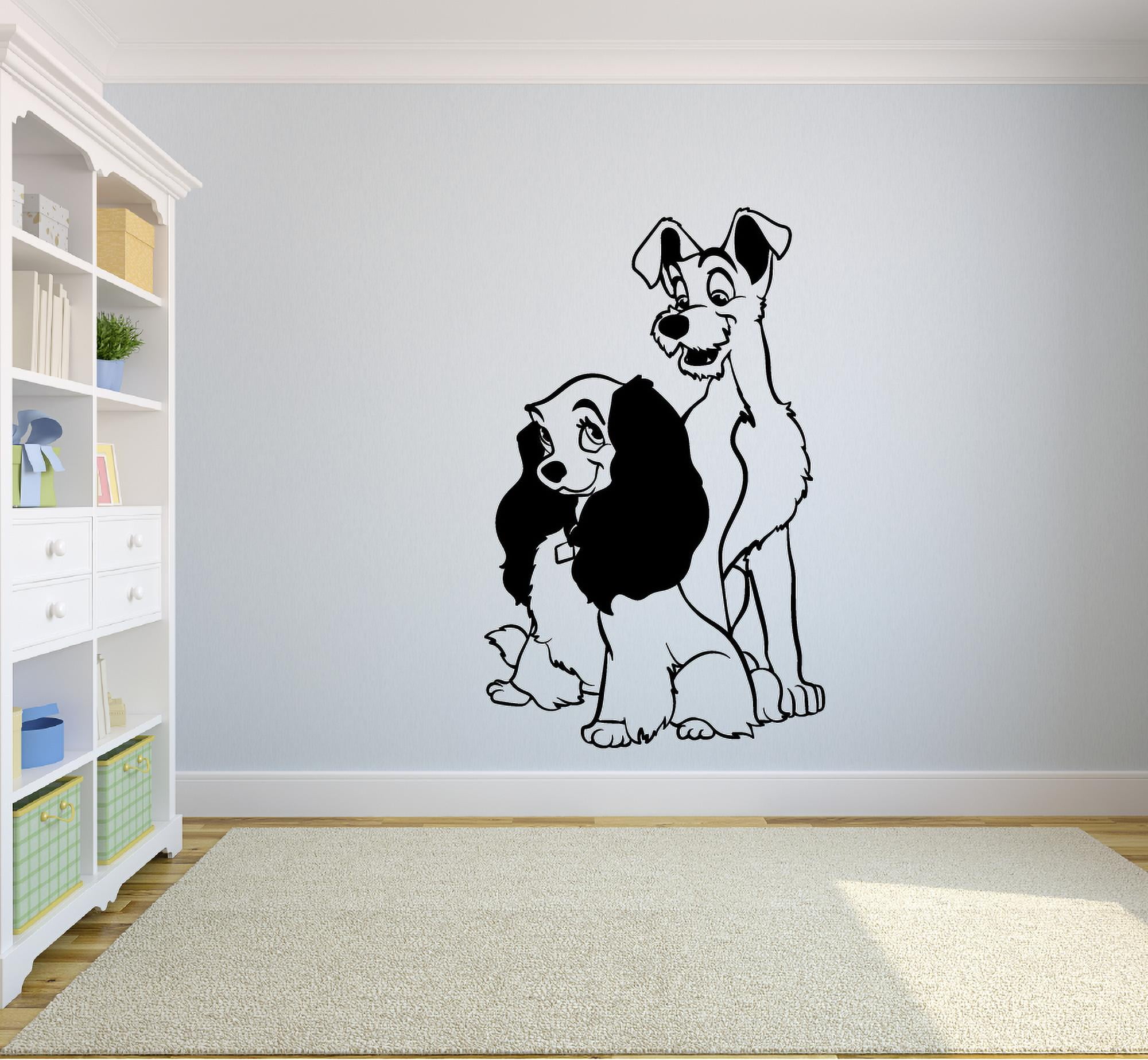 Lady And The Tramp Portrait Silhouette Disney Cartoon Character Wall ...