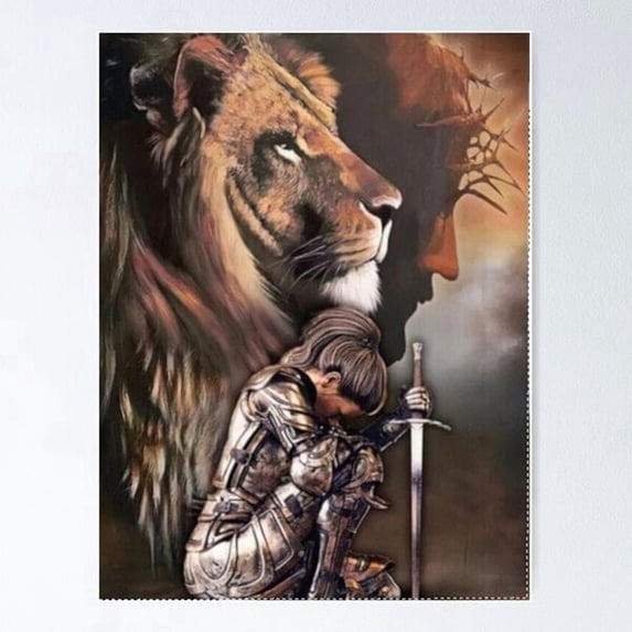 Lady Warrior The Lion And Jesus Christ Poster, Poster Home Decor ...