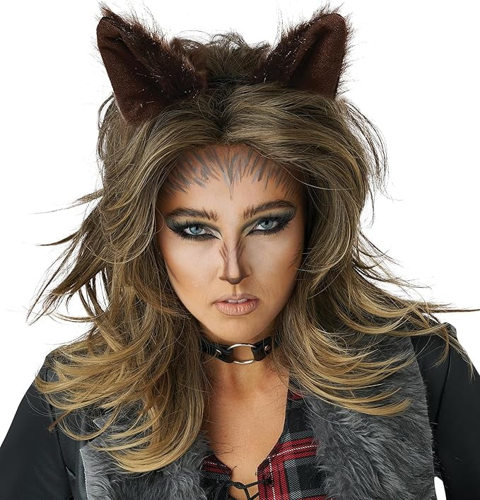 Lady Werewolf Costume Wig and Ears Set, Brown - Walmart.com