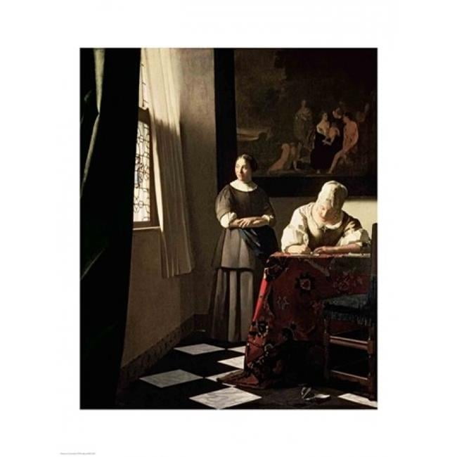 Lady Writing A Letter with Her Maid Poster Print by Johannes Vermeer ...