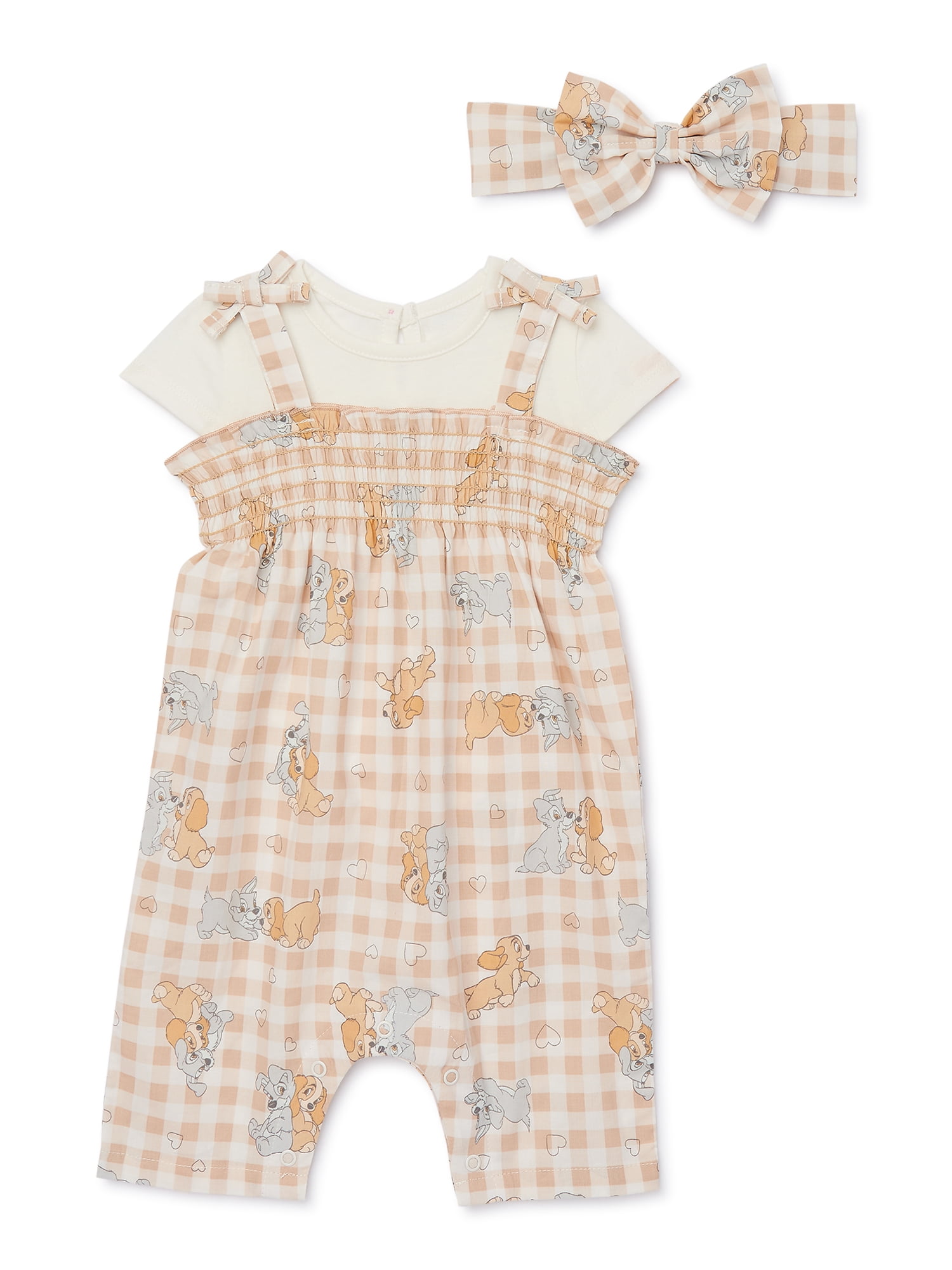 Lady and the Tramp Baby Girls Romper Set, 3-Piece, Sizes 0-24 Months ...