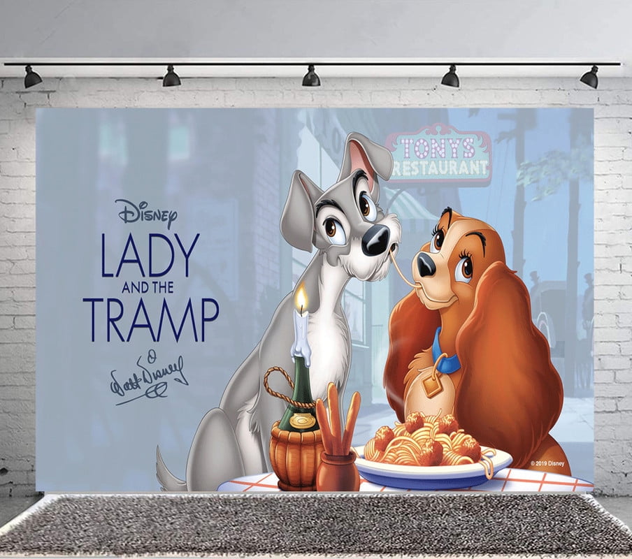 Lady and the Tramp Backdrop Banner Party Supplies Poster Movie Theme ...
