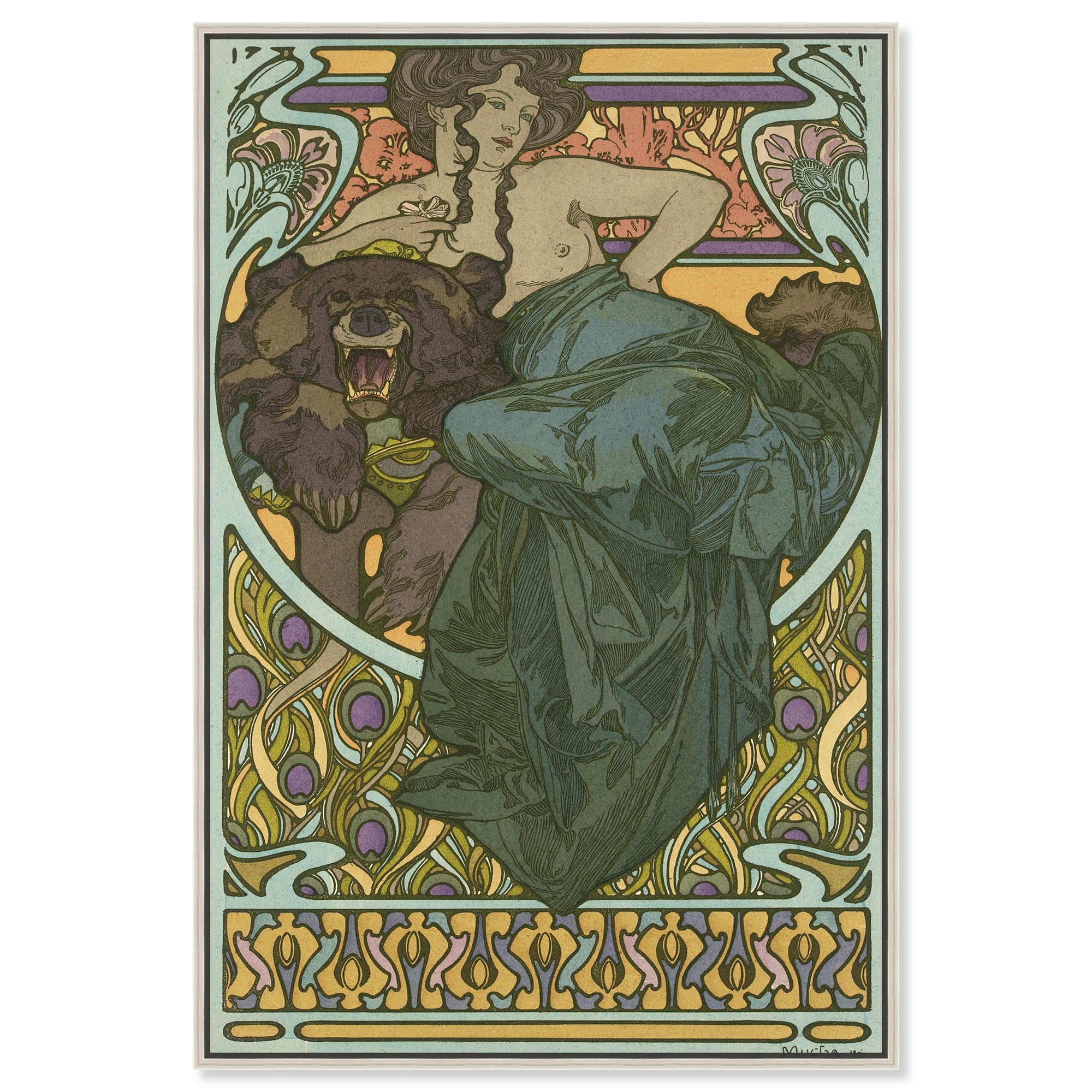 Lady by Alphonse Mucha Canvas Nouveau Art Prints by Art Remedy, Silver ...