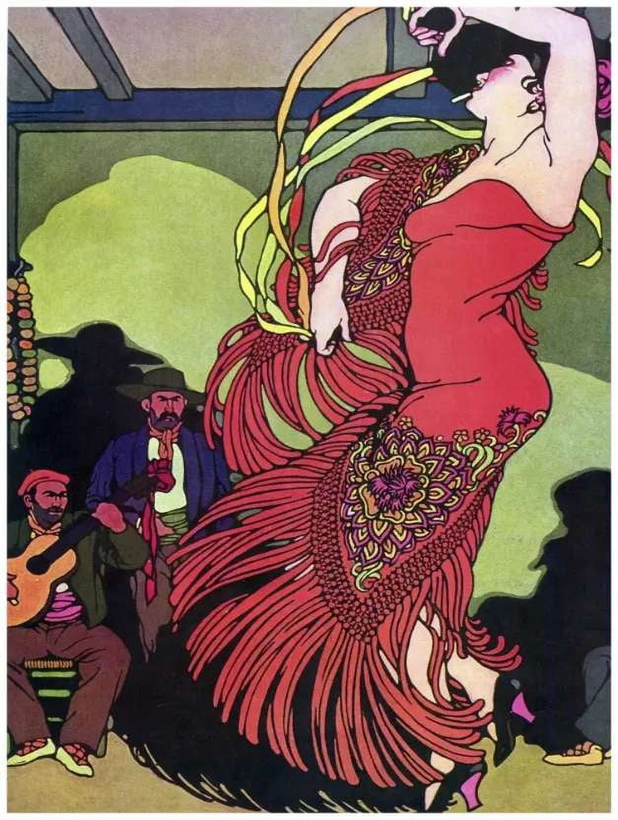 .Lady dancing flamenco by herself in bar.POSTER.Decoration.Spain dance ...