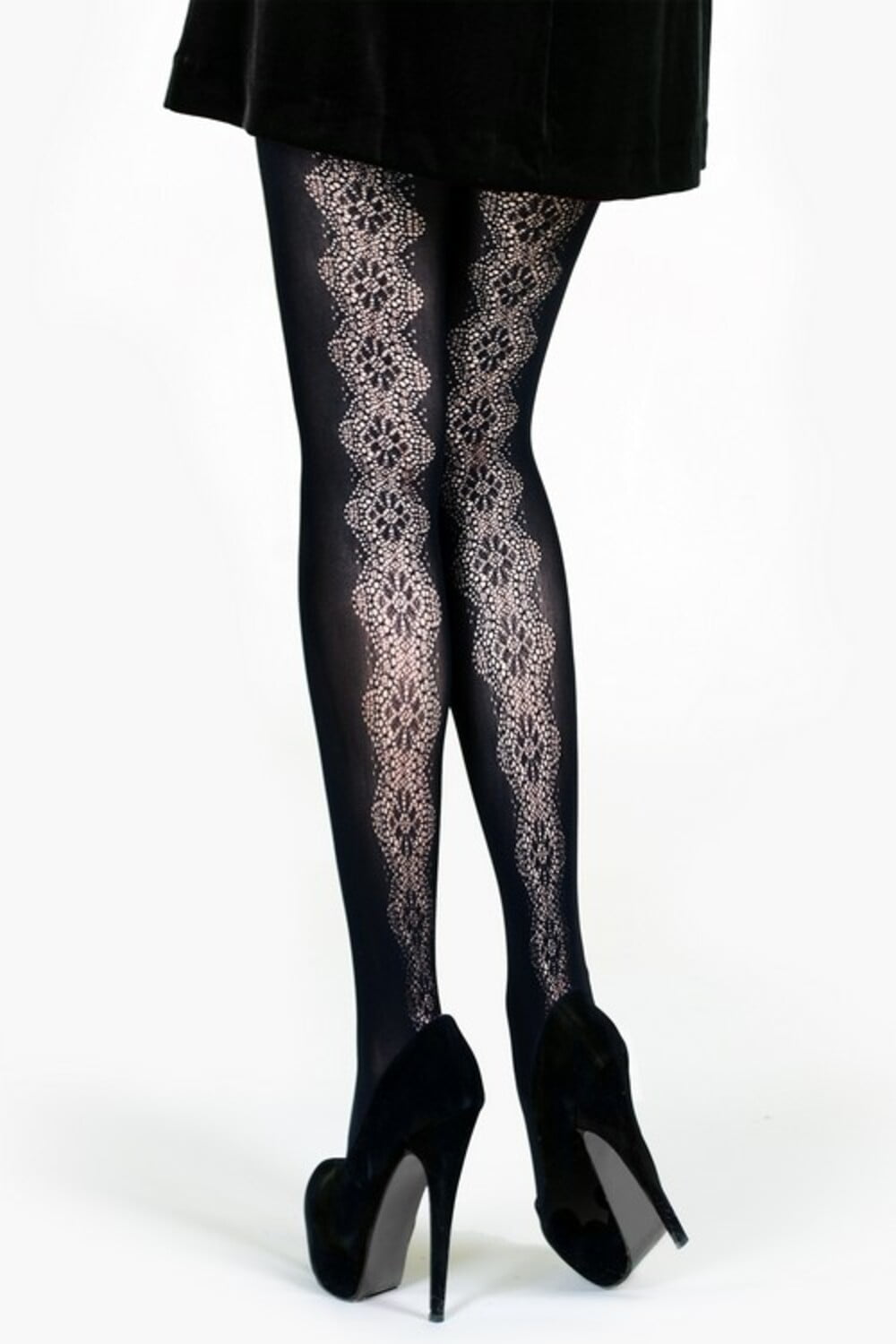 Lady's Fashion Designed Fish Net Tights, Chantilly Lace Backseam, One ...