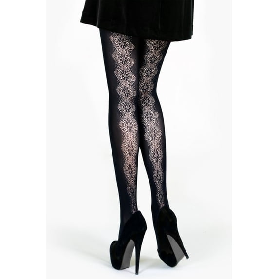 Lady's Fashion Designed Fish Net Tights, Chantilly Lace Backseam, One ...