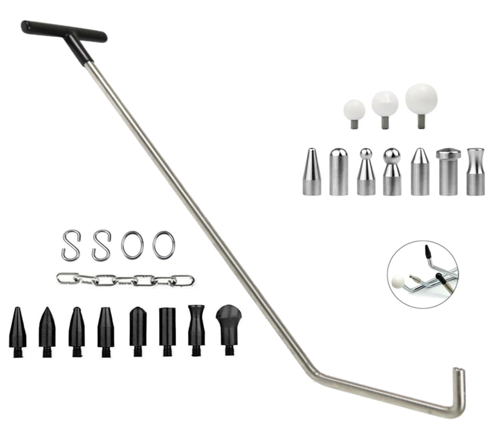 LadyRosian Paintless Dent Repair Tool Kit Dent Removal Rods Set ...