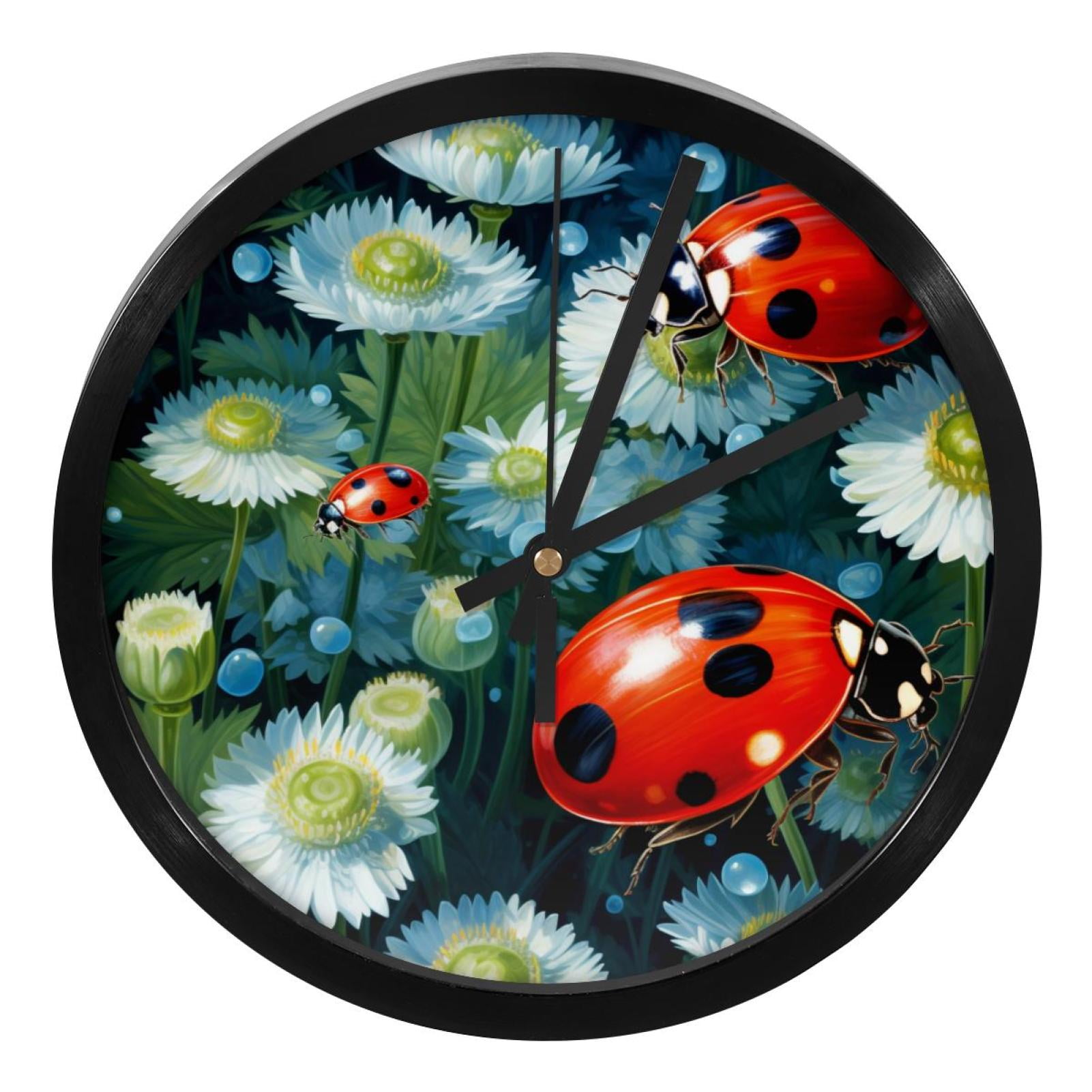 Ladybird 9.8 Inch Silent Round Wall Clock - Battery Operated Digital ...