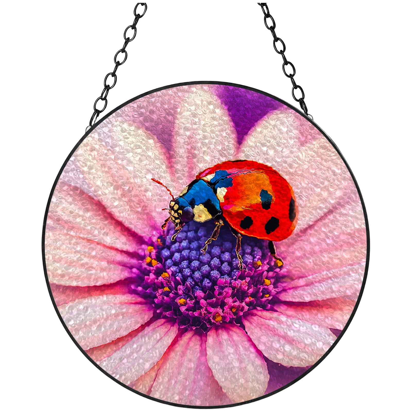 Ladybird on African Daisy Flower Stained Glass Suncatcher Colored ...