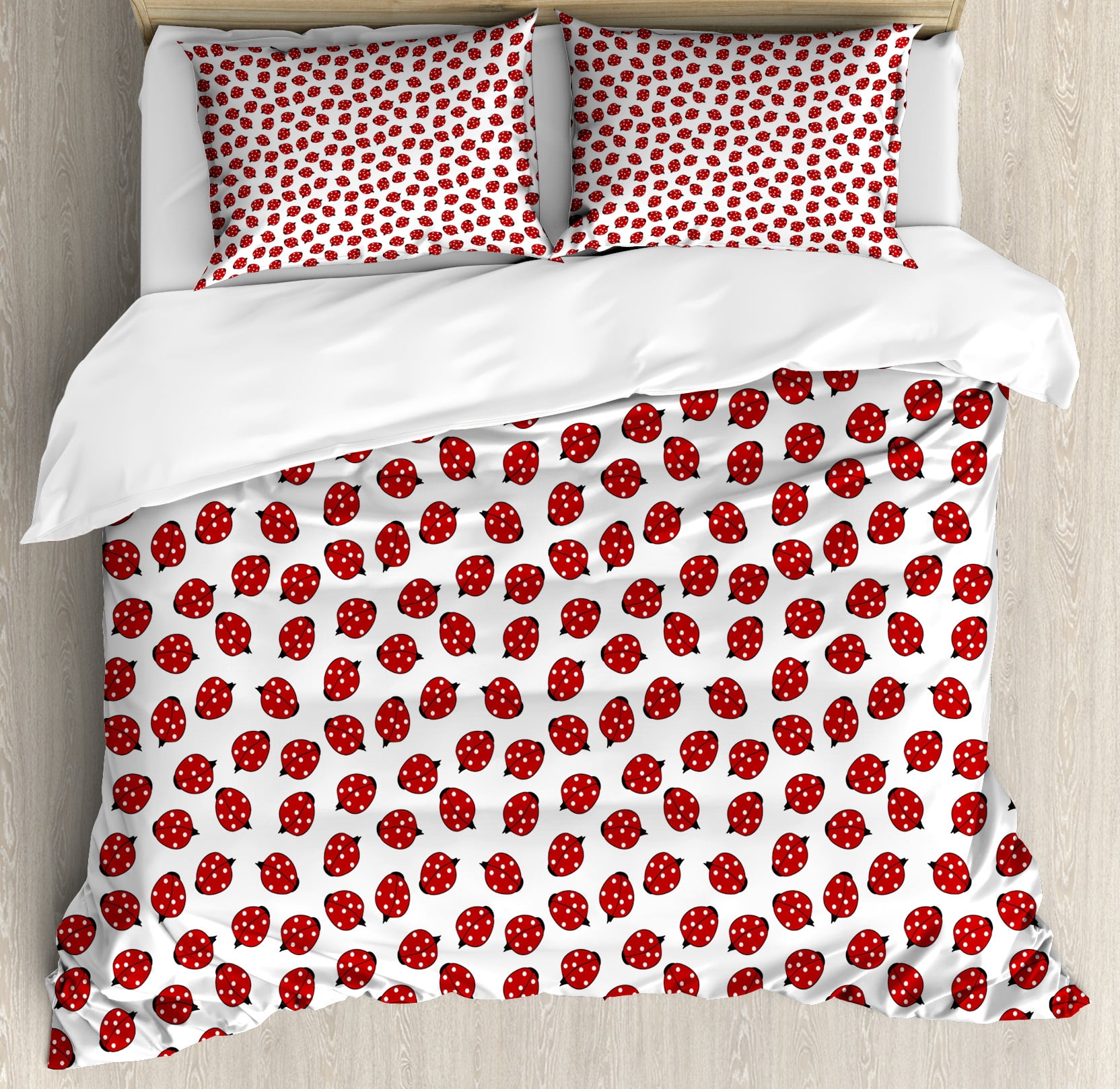 Ladybird Duvet Cover Set, Illustration of Simple Ladybug Repetitive ...
