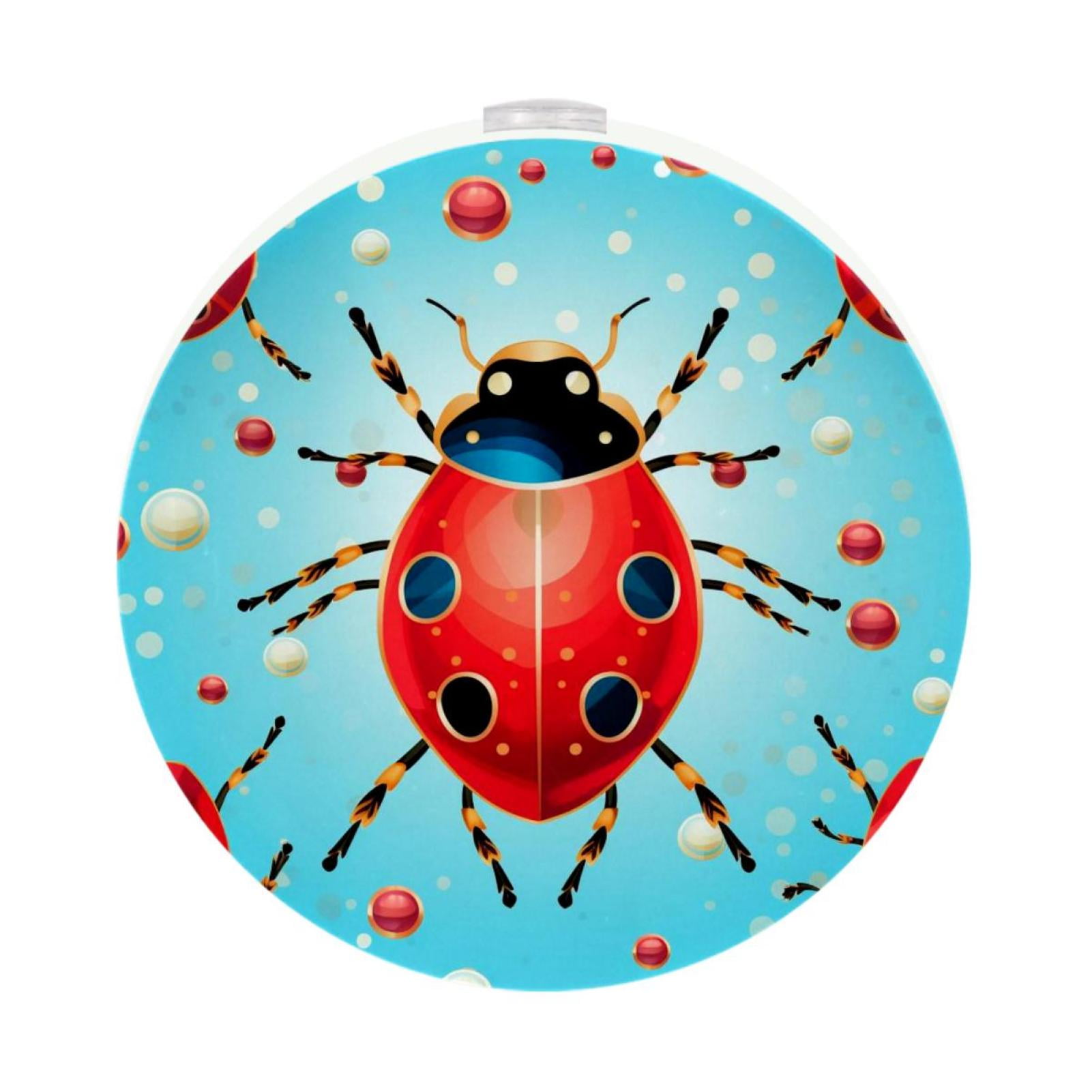 Ladybird LED Round Night Light-2PCS, Energy Efficient Plug-in Bedroom ...