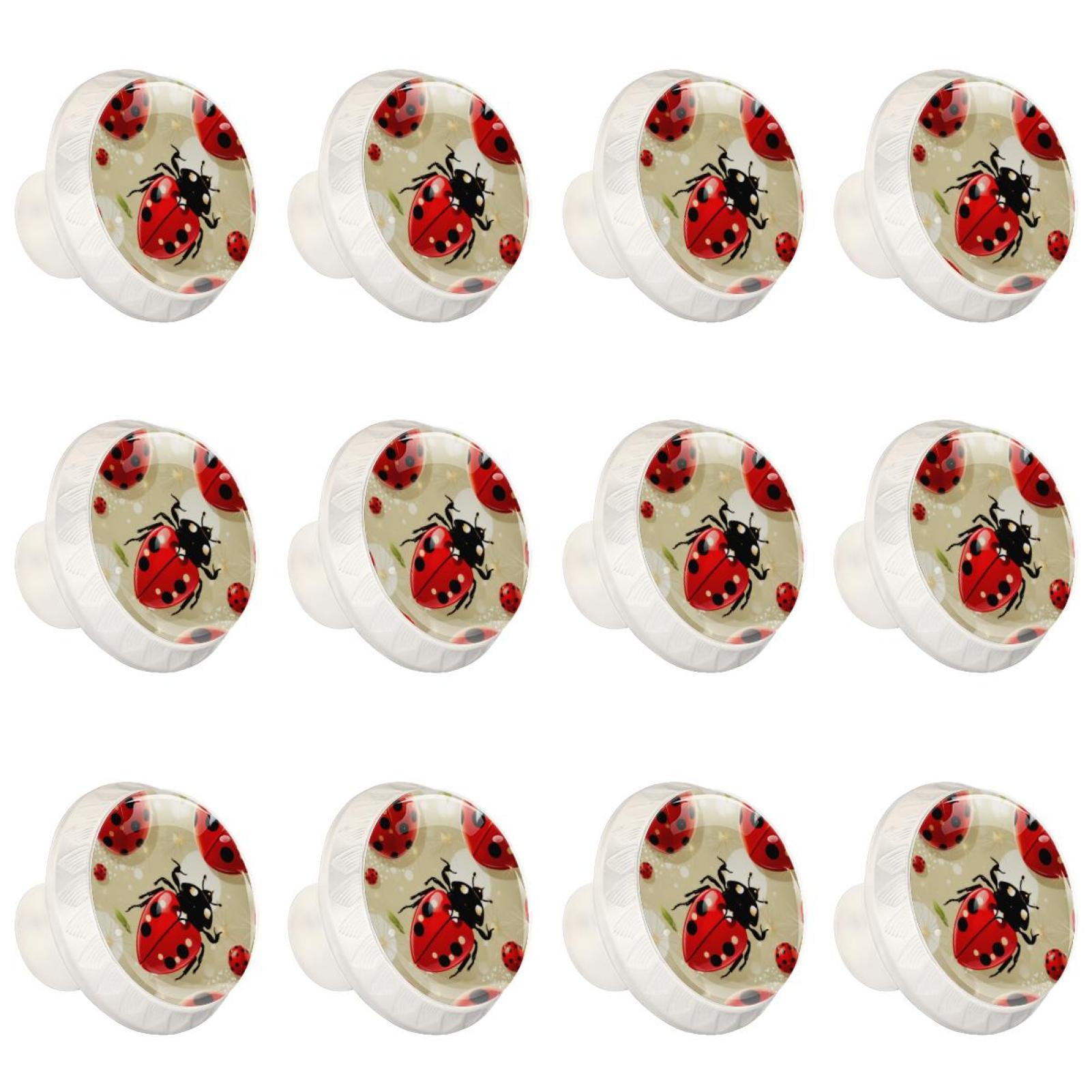 Ladybird Ladybug Coccinella Septempunctata 12 Pcs White Round Drawer ...
