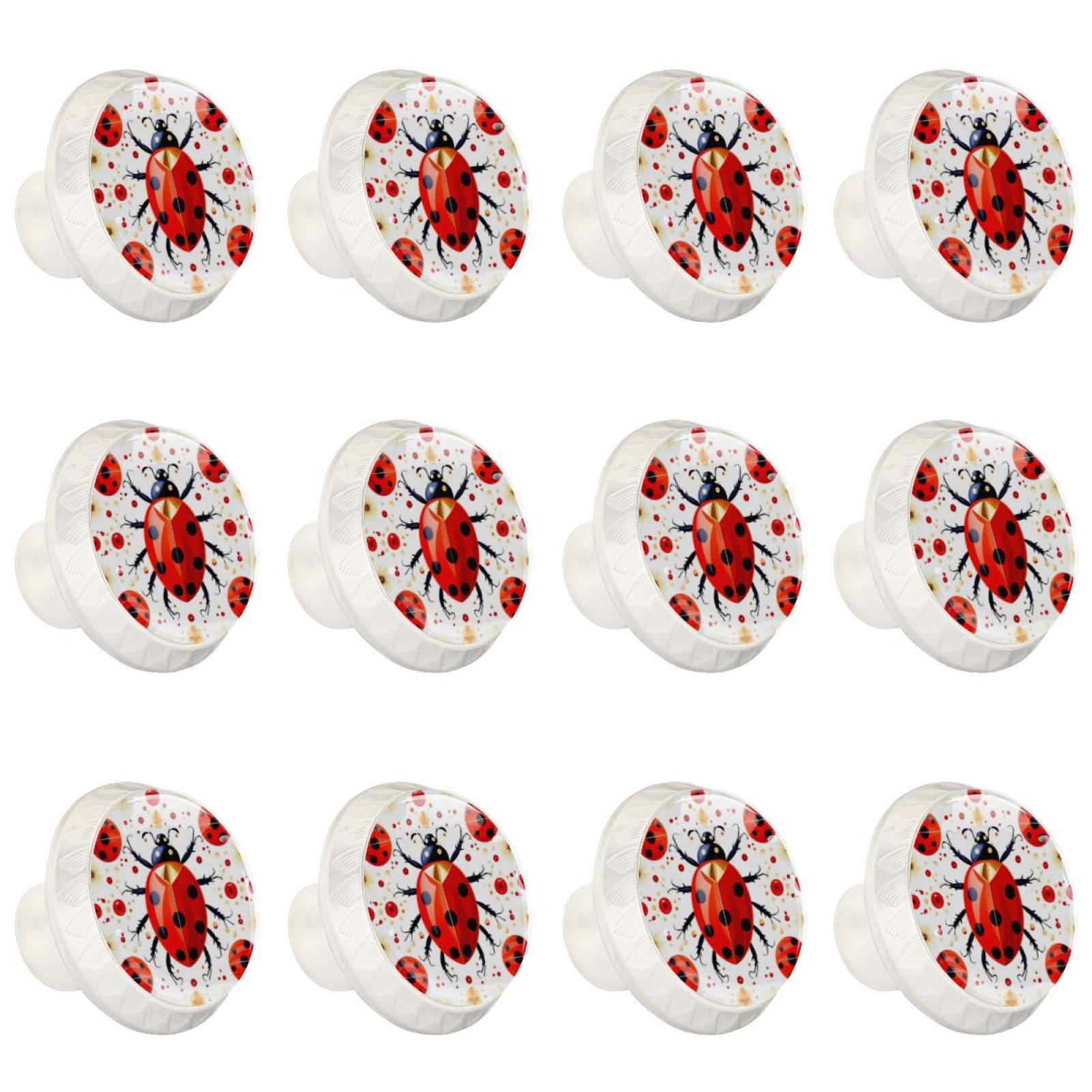 Ladybird Ladybug Coccinella Septempunctata 12 Pcs White Round Drawer ...