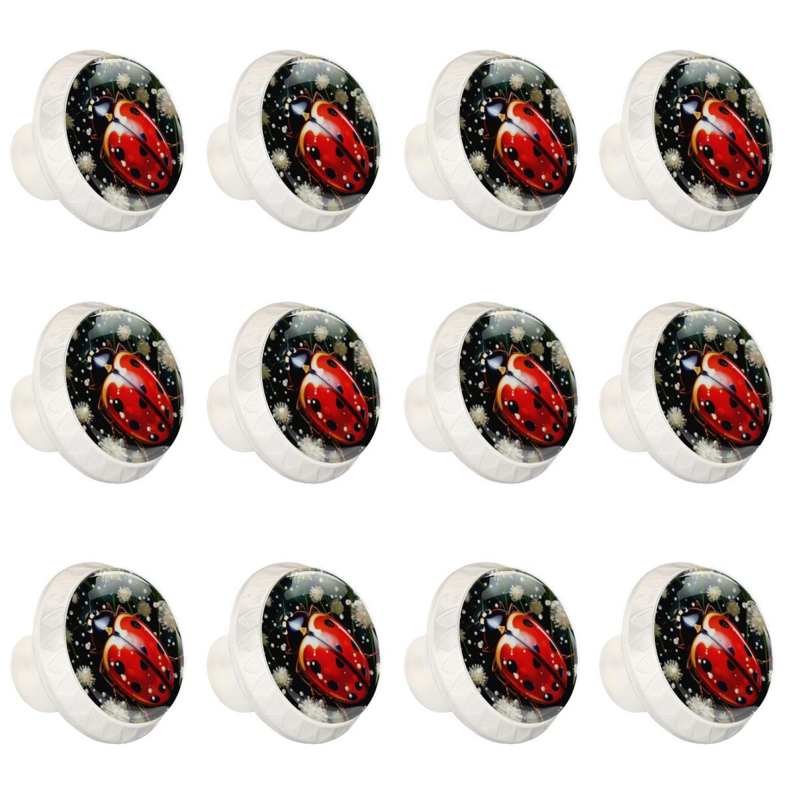 Ladybird Ladybug Coccinella Septempunctata 12 Pcs White Round Drawer ...