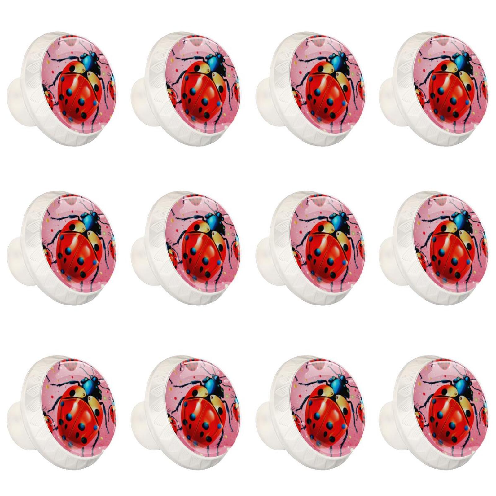 Ladybird Ladybug Coccinella Septempunctata 12 Pcs White Round Drawer ...