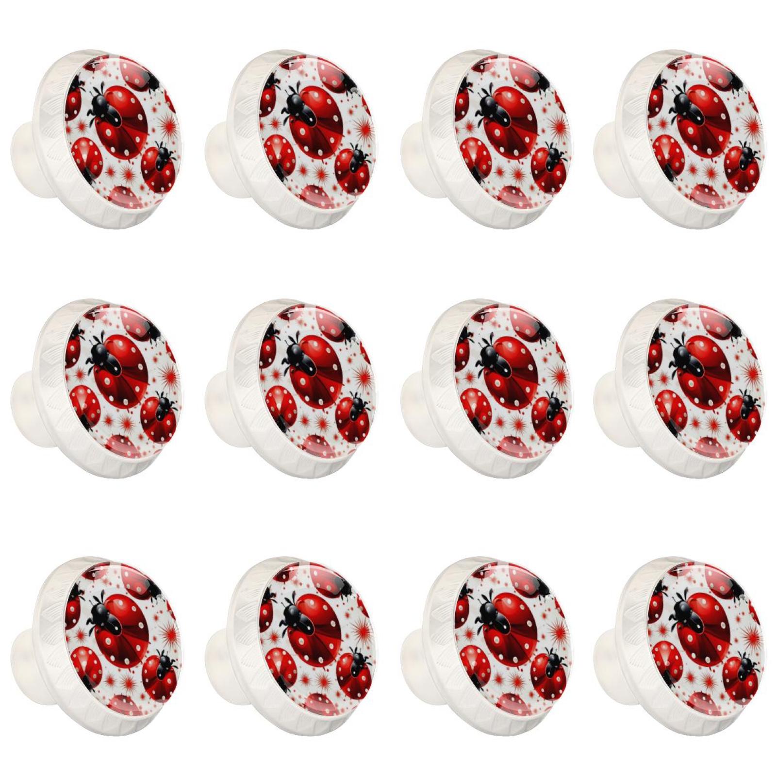 Ladybird Ladybug Coccinella Septempunctata 12 Pcs White Round Drawer ...