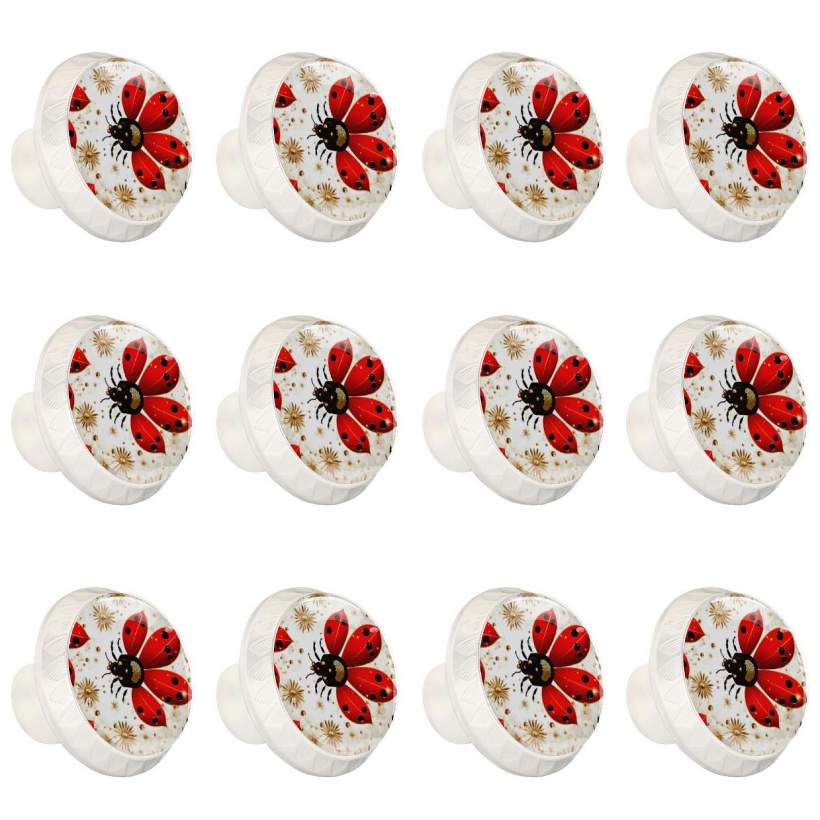 Ladybird Ladybug Coccinella Septempunctata 12 Pcs White Round Drawer ...