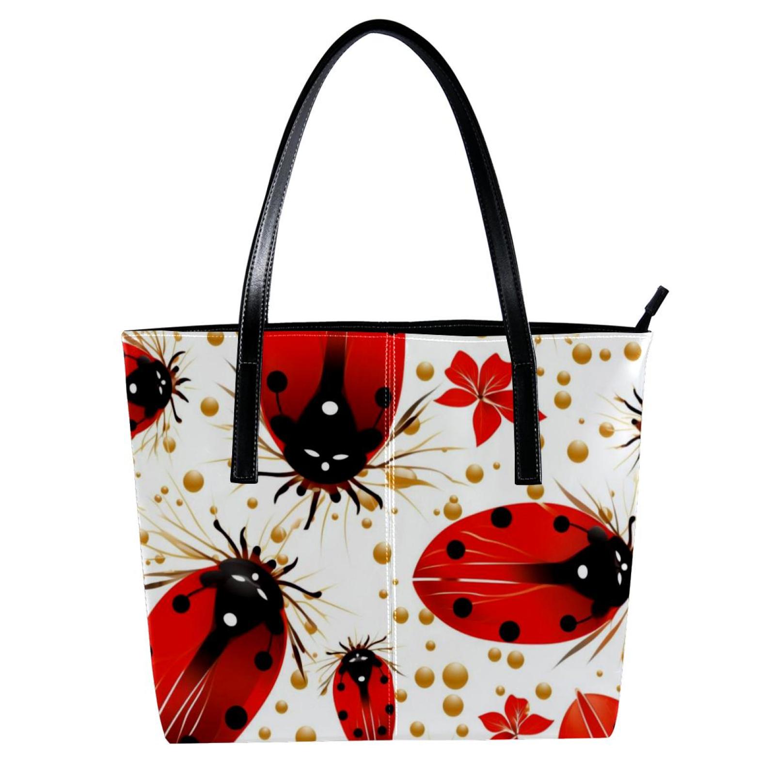 Ladybird Ladybug Coccinella Septempunctata Leather Stitching Handbag ...