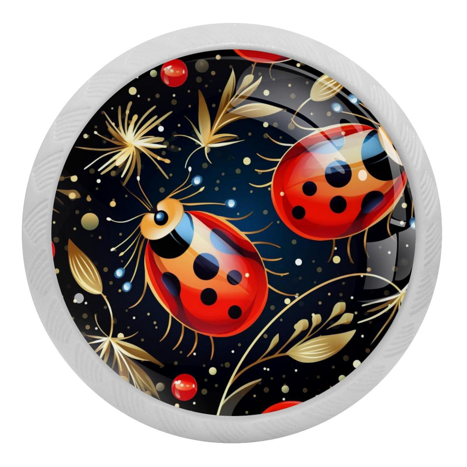 Ladybird Ladybug Coccinella Septempunctata Pattern 4PCS Cabinet Knobs ...