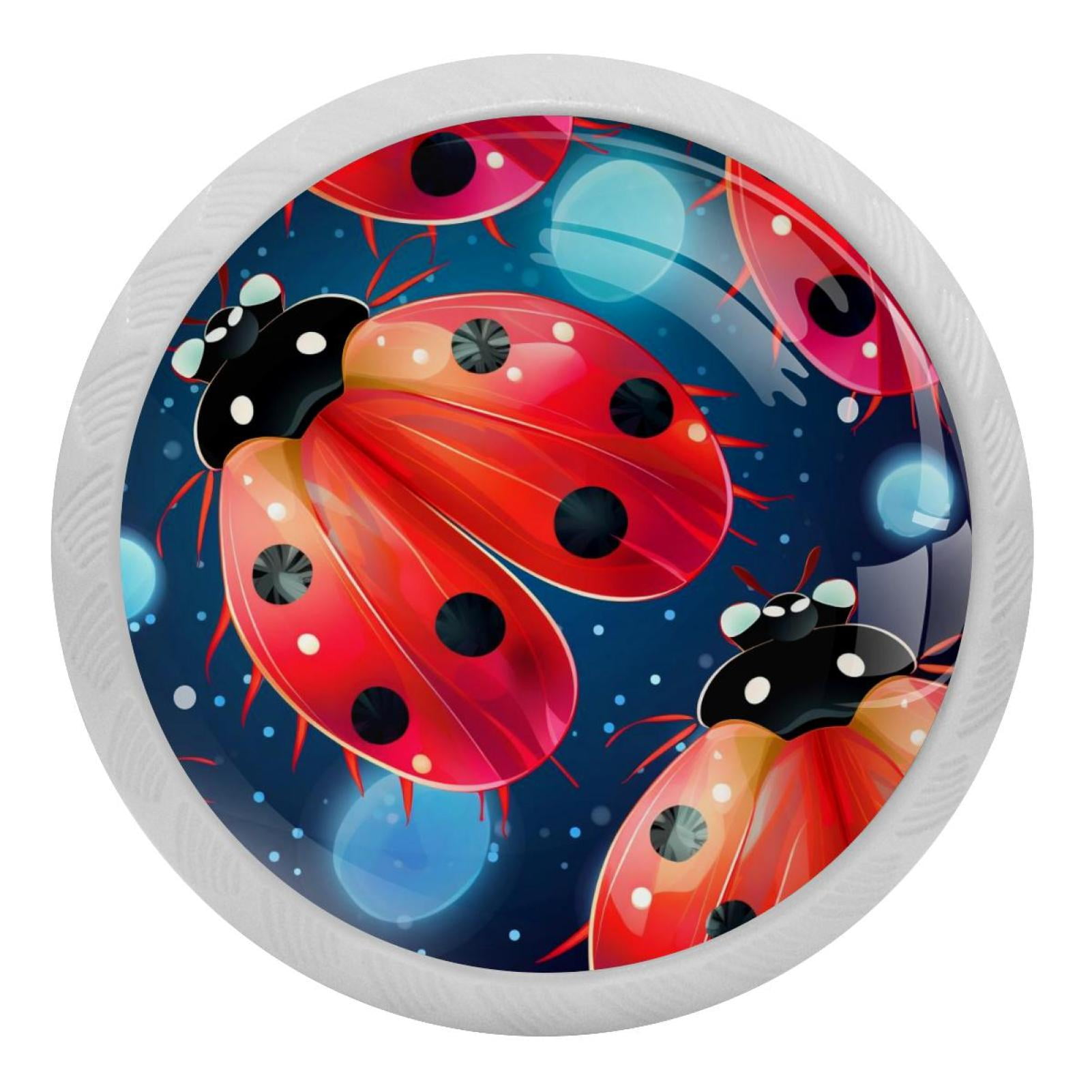 Ladybird Ladybug Coccinella Septempunctata Pattern 4PCS Cabinet Knobs ...