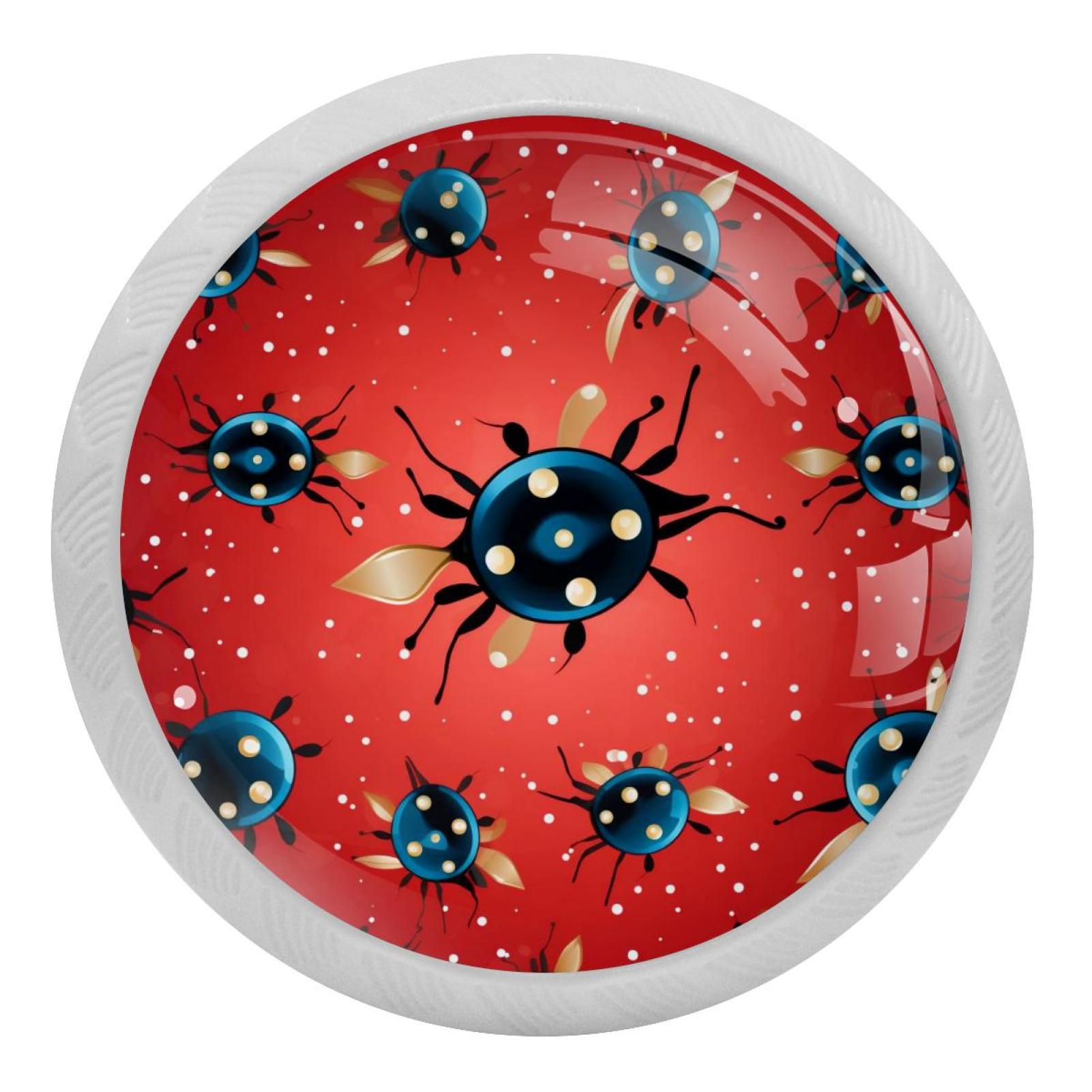 Ladybird Ladybug Coccinella Septempunctata Pattern 4PCS Cabinet Knobs ...