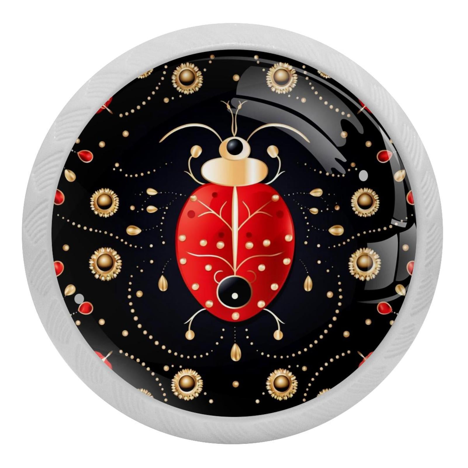 Ladybird Ladybug Coccinella Septempunctata Pattern 4PCS Cabinet Knobs ...