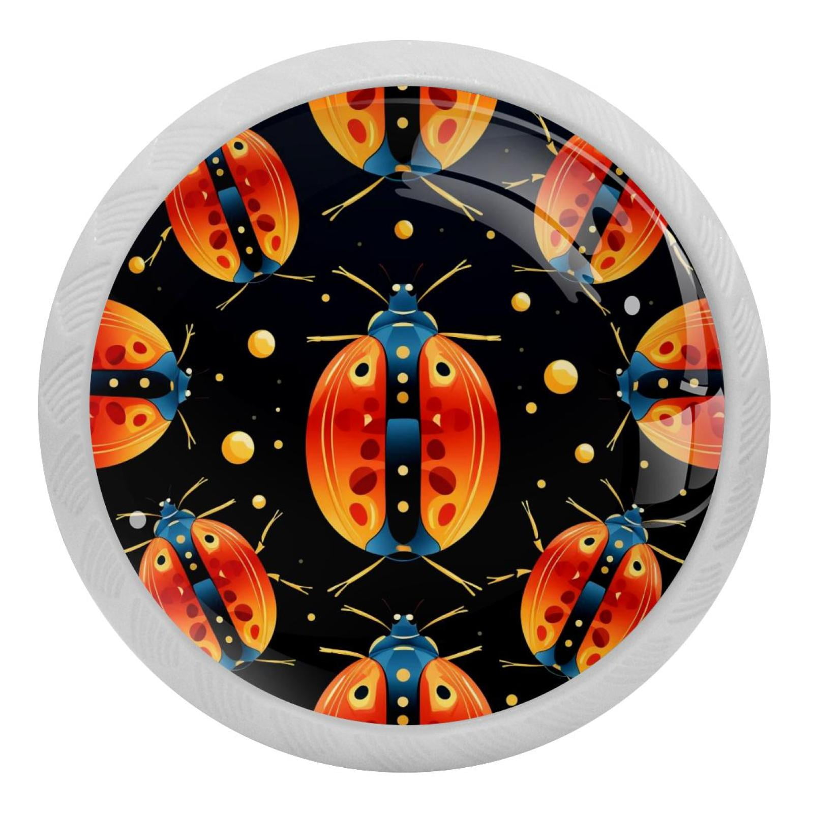 Ladybird Ladybug Coccinella Septempunctata Pattern 4PCS Cabinet Knobs ...