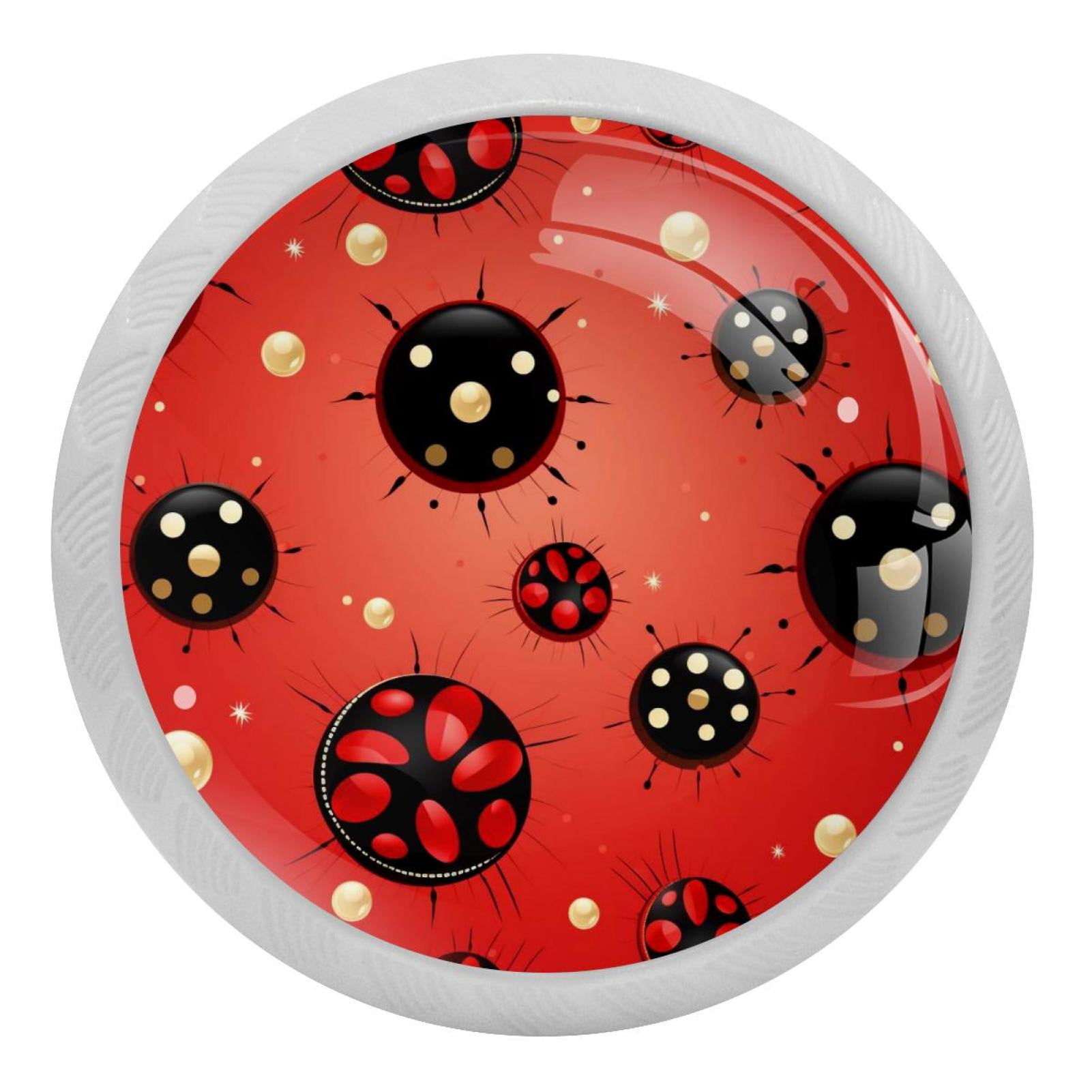 Ladybird Ladybug Coccinella Septempunctata Pattern 4PCS Cabinet Knobs ...