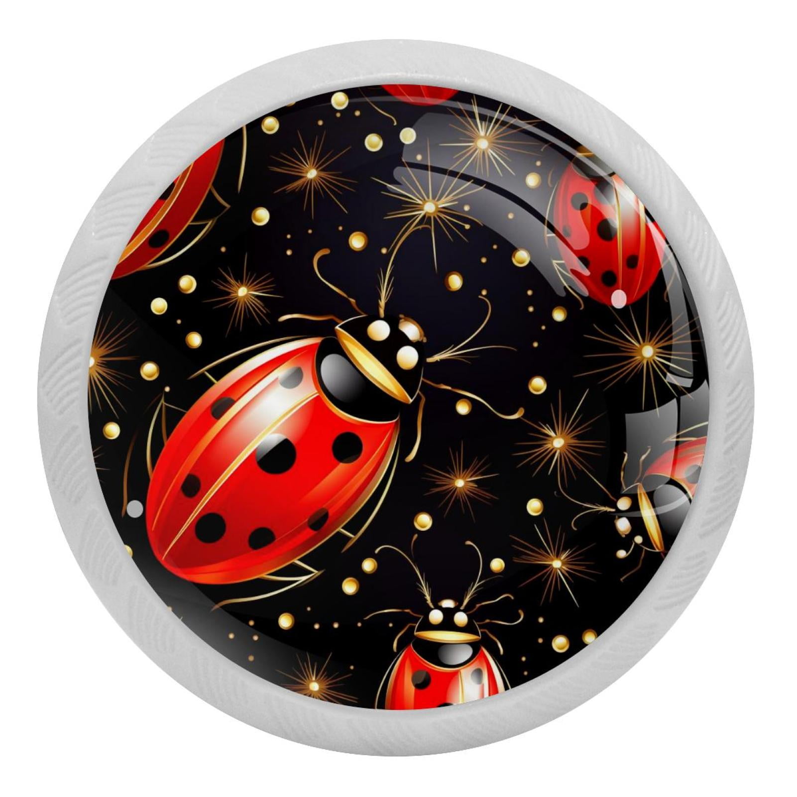 Ladybird Ladybug Coccinella Septempunctata Pattern 4PCS Cabinet Knobs ...
