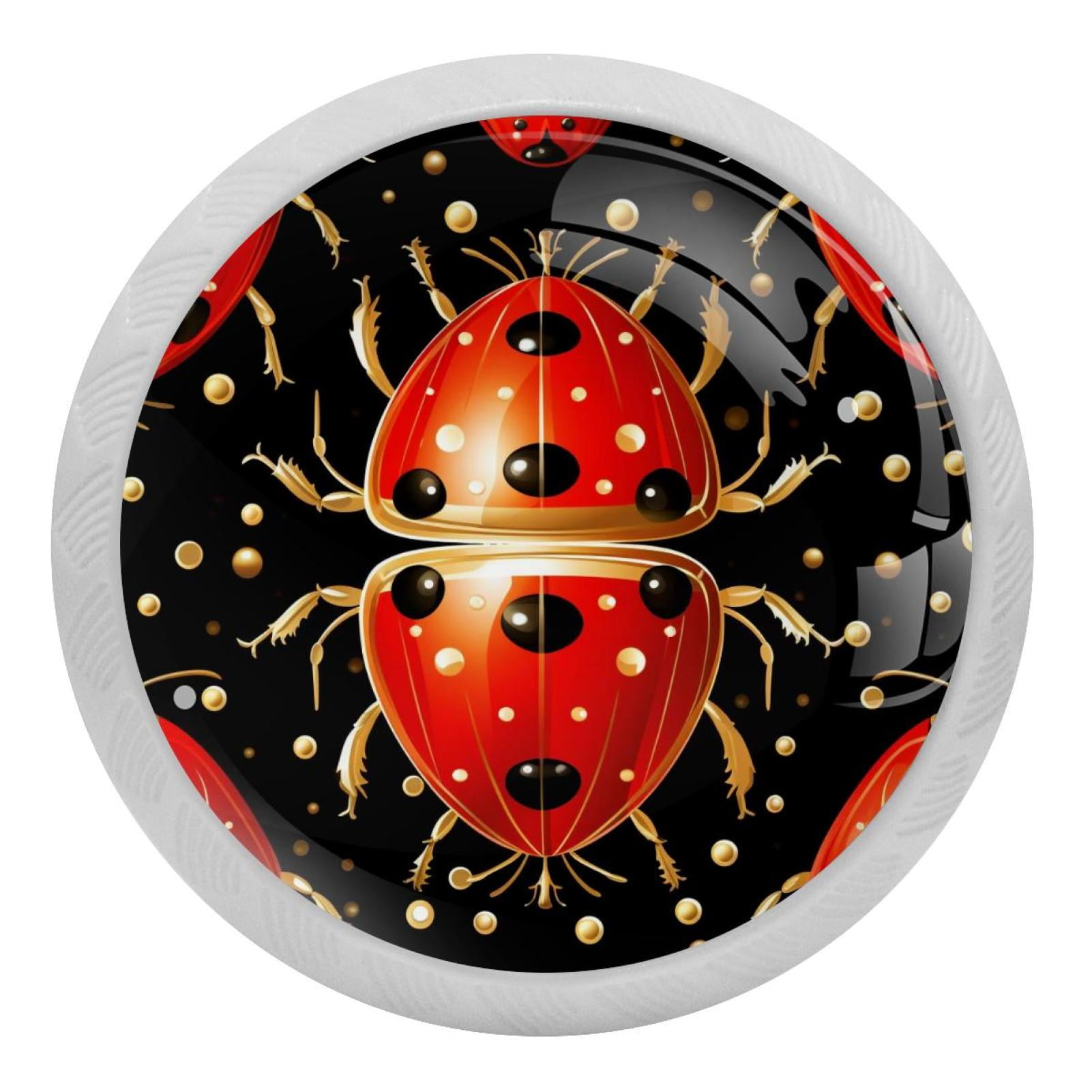 Ladybird Ladybug Coccinella Septempunctata Pattern 4PCS Cabinet Knobs ...