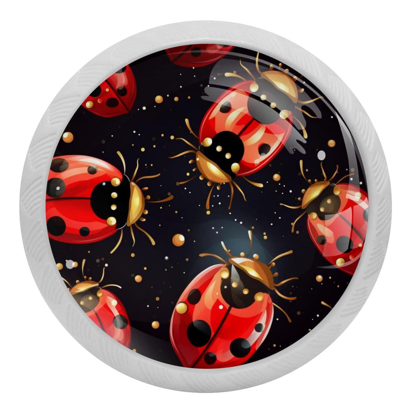 Ladybird Ladybug Coccinella Septempunctata Pattern 4PCS Cabinet Knobs ...