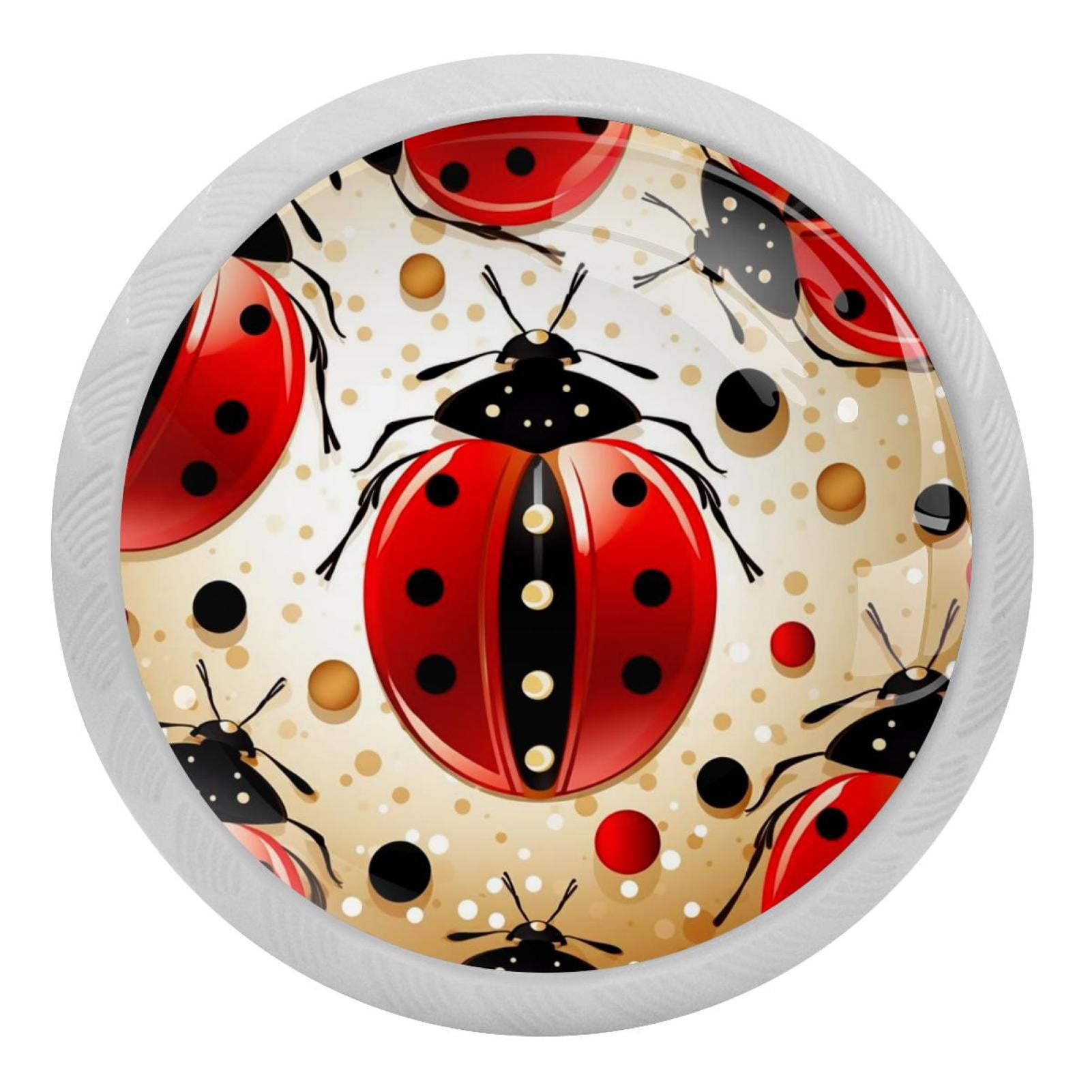 Ladybird Ladybug Coccinella Septempunctata Pattern 4PCS Cabinet Knobs ...
