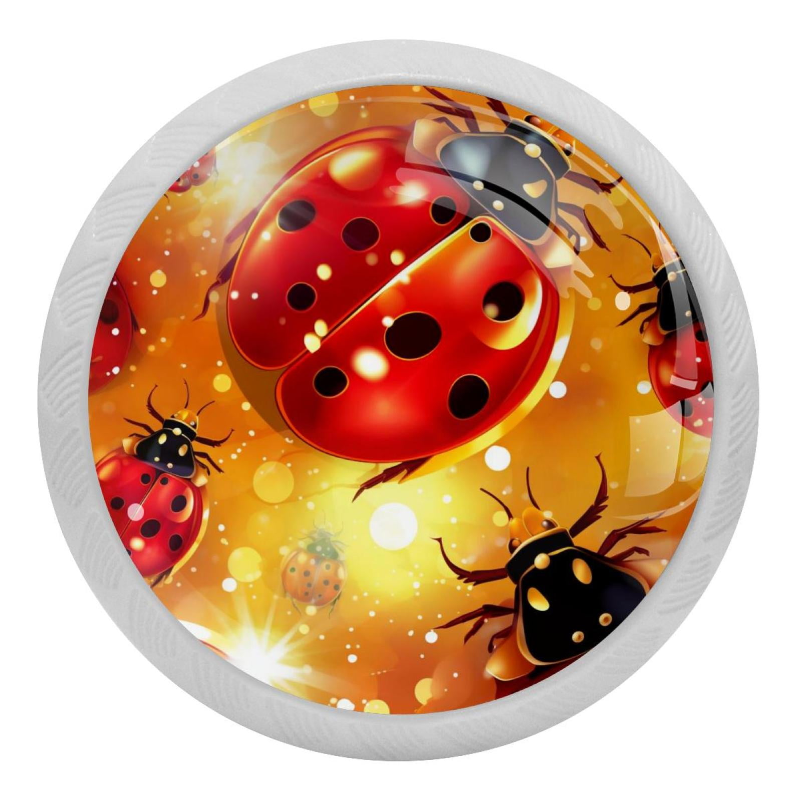 Ladybird Ladybug Coccinella Septempunctata Pattern 4PCS Cabinet Knobs ...