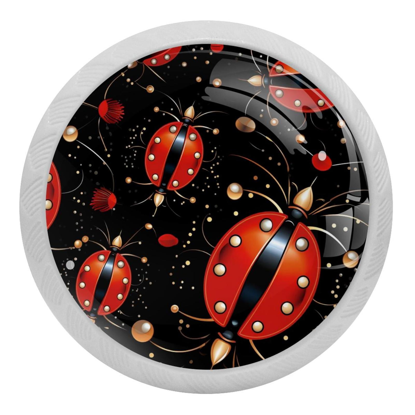 Ladybird Ladybug Coccinella Septempunctata Pattern 4PCS Cabinet Knobs ...