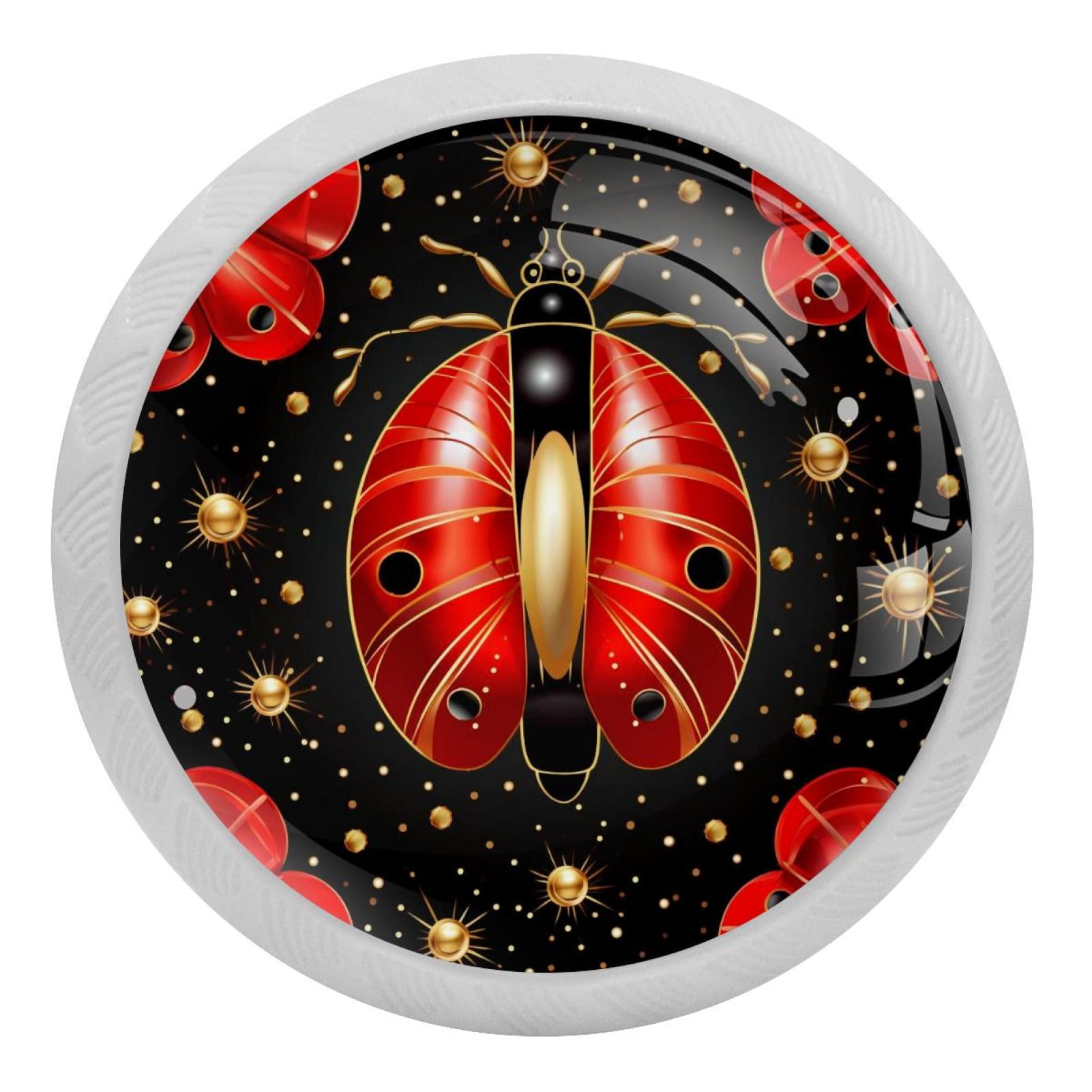 Ladybird Ladybug Coccinella Septempunctata Pattern 4PCS Cabinet Knobs ...