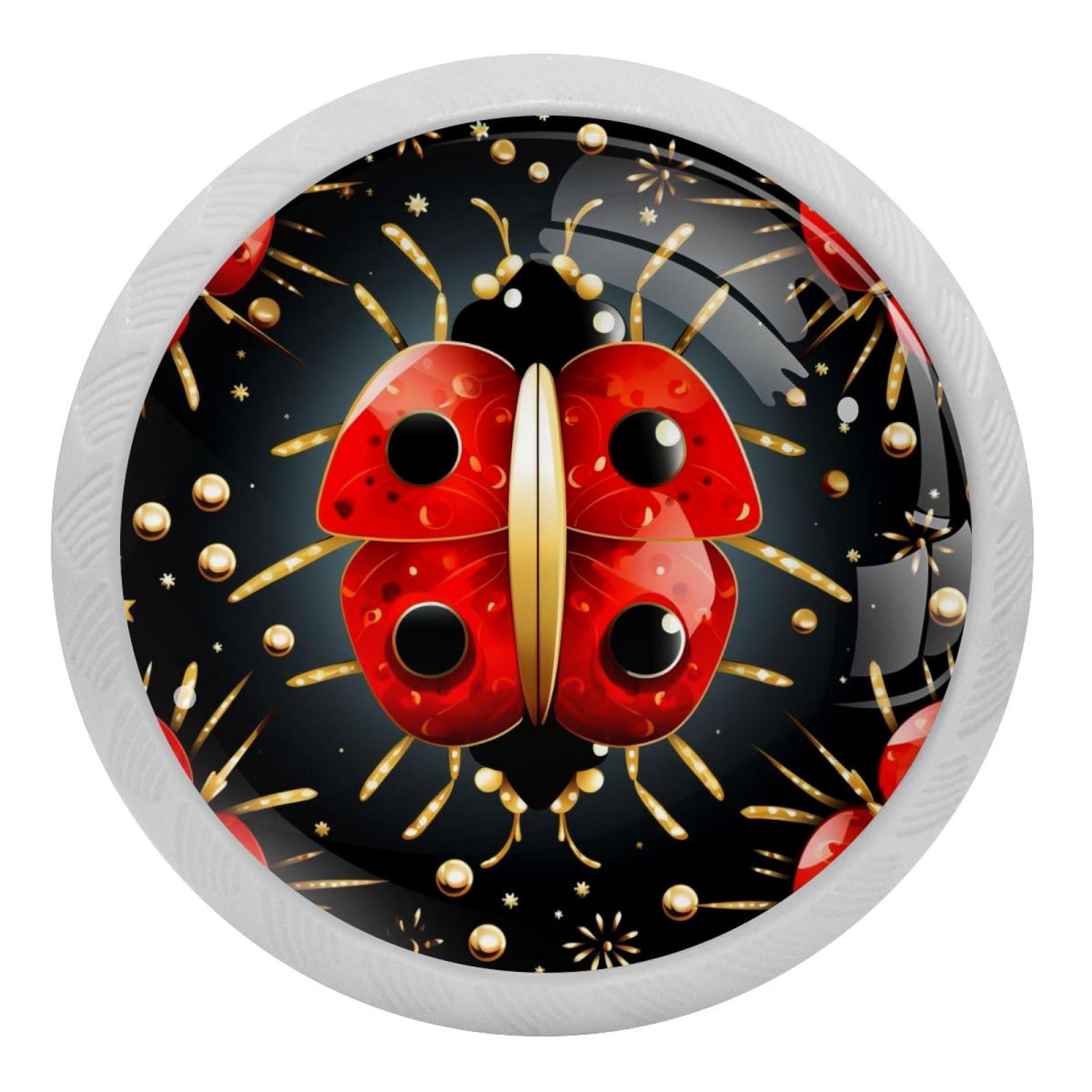 Ladybird Ladybug Coccinella Septempunctata Pattern 4PCS Cabinet Knobs ...