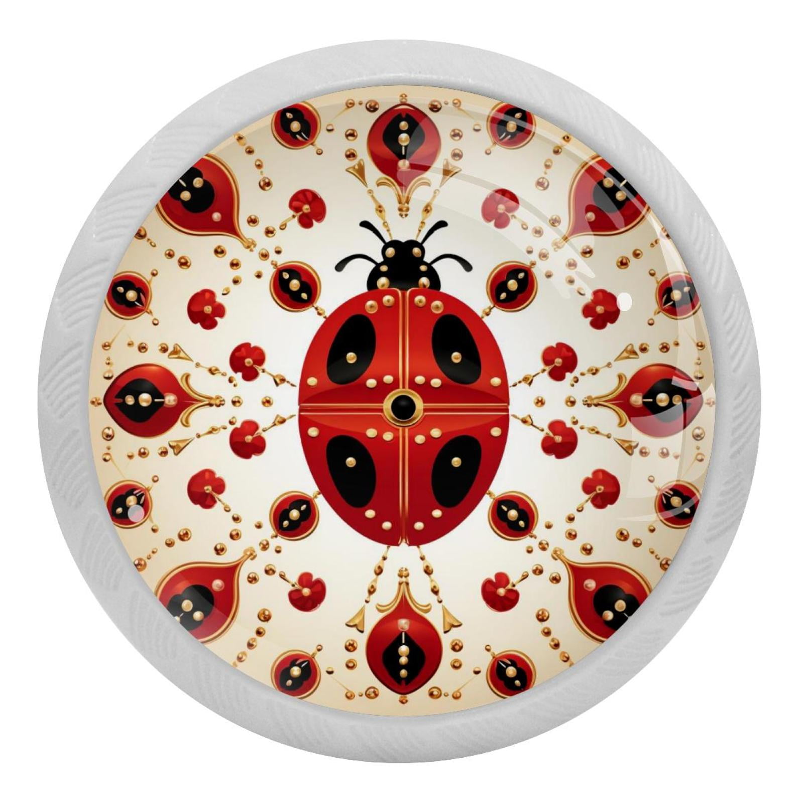 Ladybird Ladybug Coccinella Septempunctata Pattern 4PCS Cabinet Knobs ...