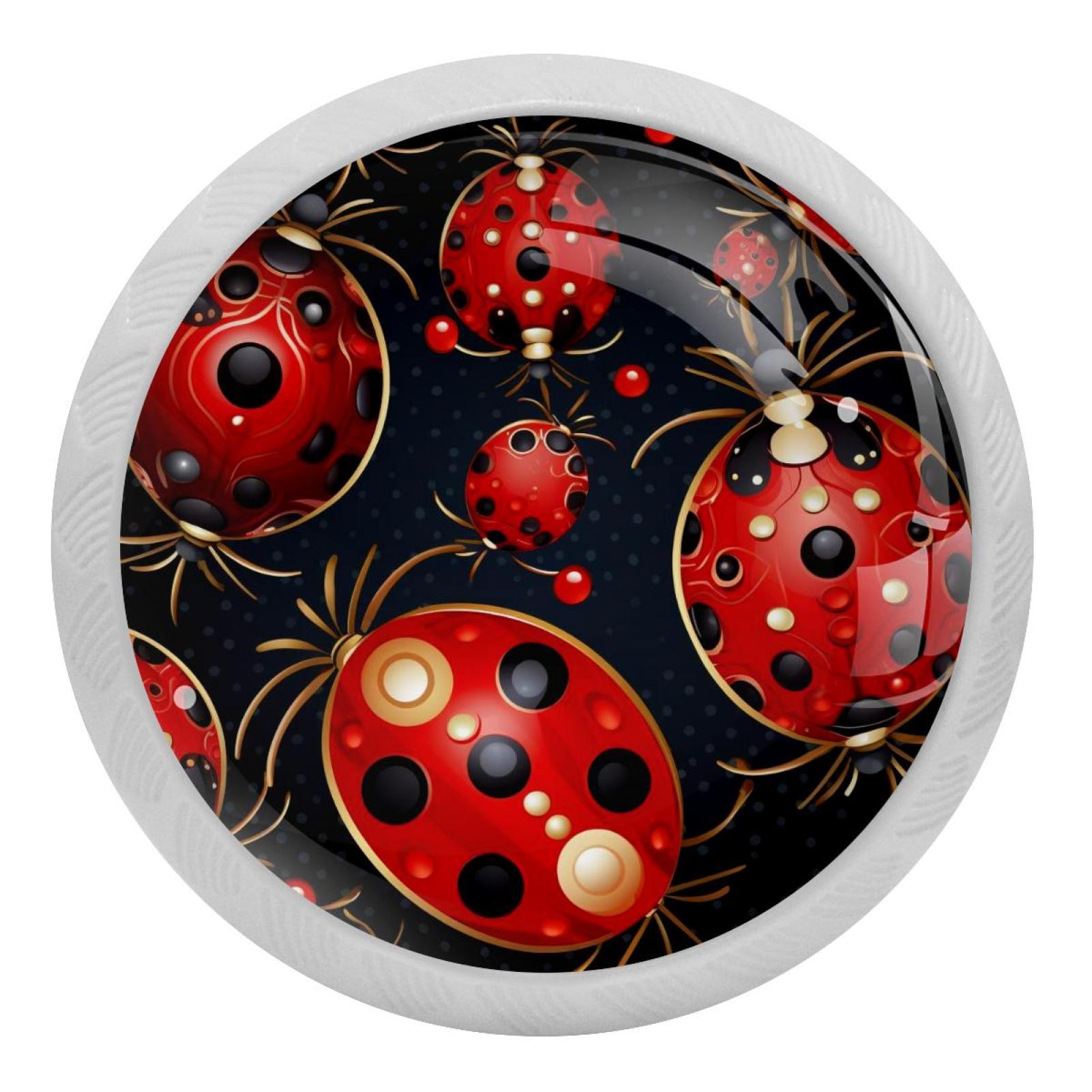 Ladybird Ladybug Coccinella Septempunctata Pattern 4PCS Cabinet Knobs ...