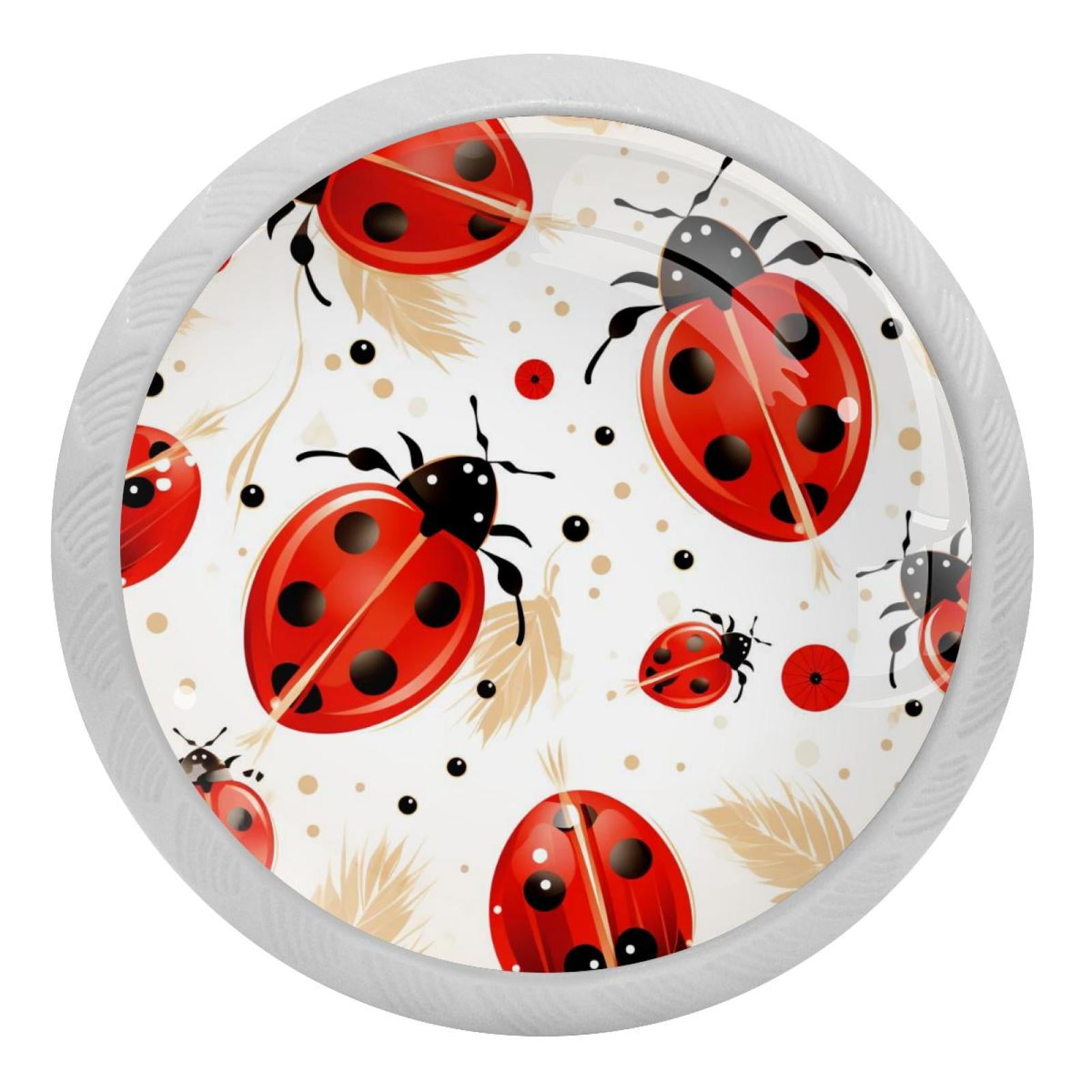Ladybird Ladybug Coccinella Septempunctata Pattern 4PCS Cabinet Knobs ...