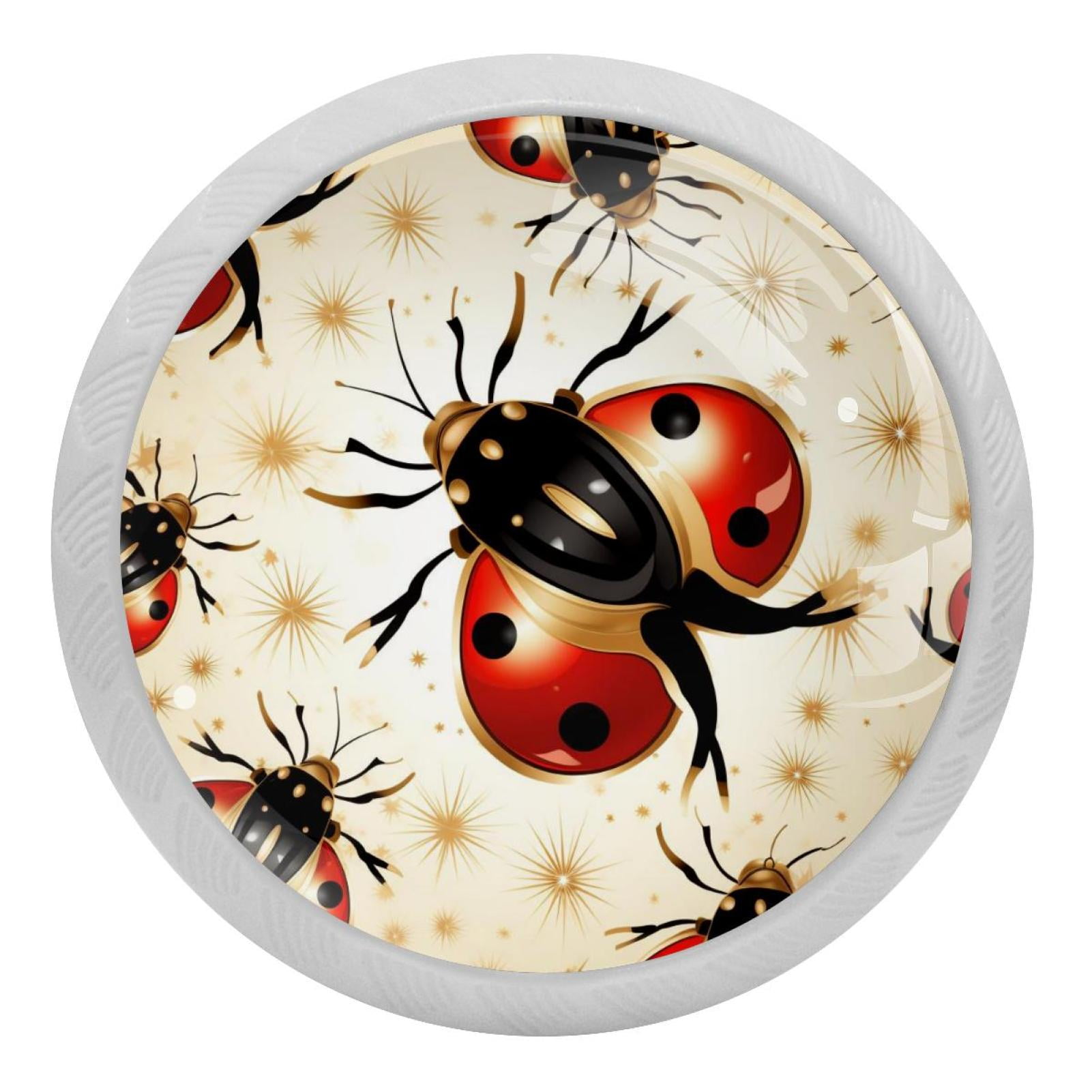 Ladybird Ladybug Coccinella Septempunctata Pattern 4PCS Cabinet Knobs ...