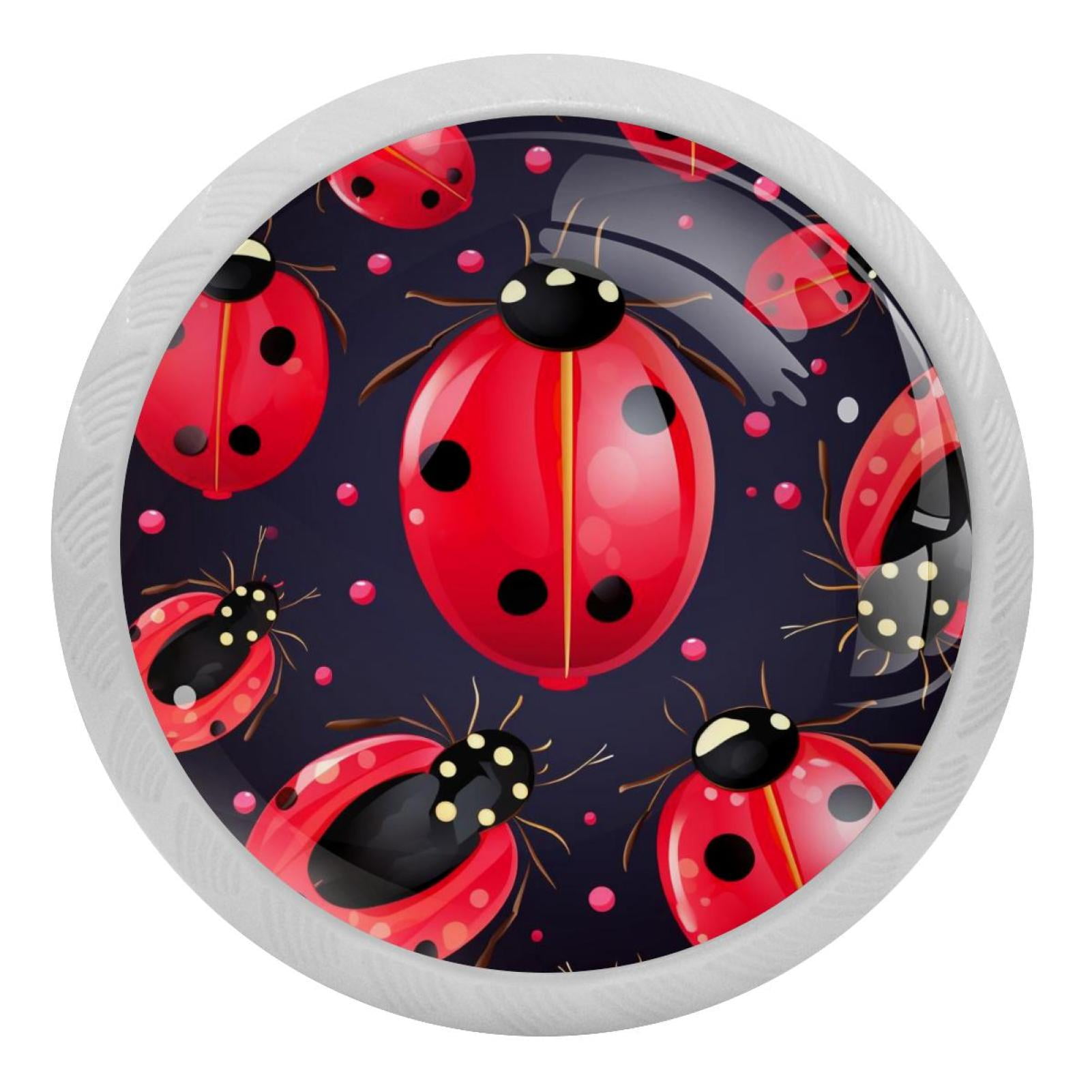 Ladybird Ladybug Coccinella Septempunctata Pattern 4PCS Cabinet Knobs ...