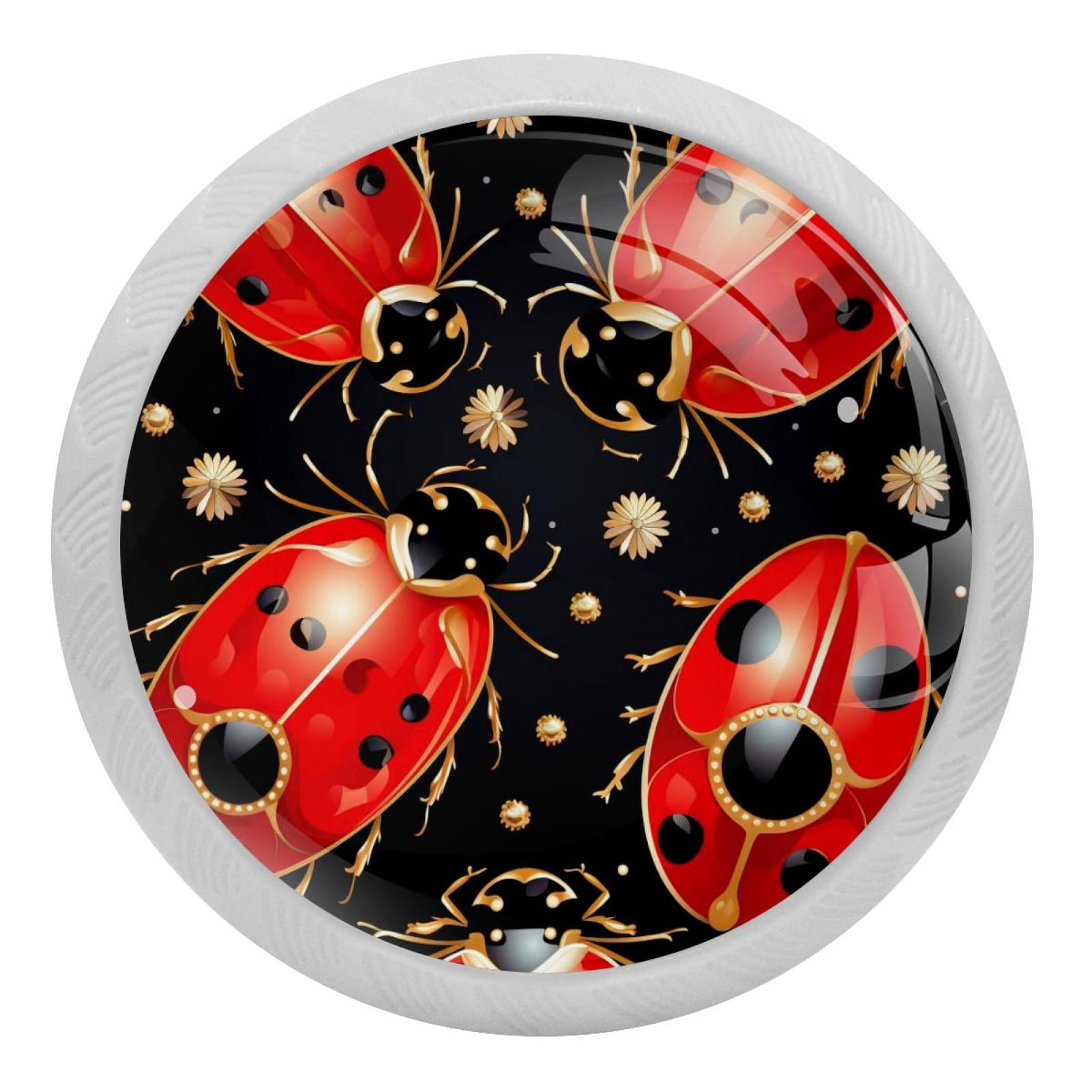 Ladybird Ladybug Coccinella Septempunctata Pattern 4PCS Cabinet Knobs ...