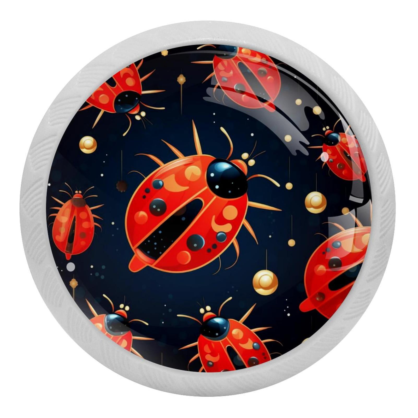 Ladybird Ladybug Coccinella Septempunctata Pattern 4PCS Cabinet Knobs ...