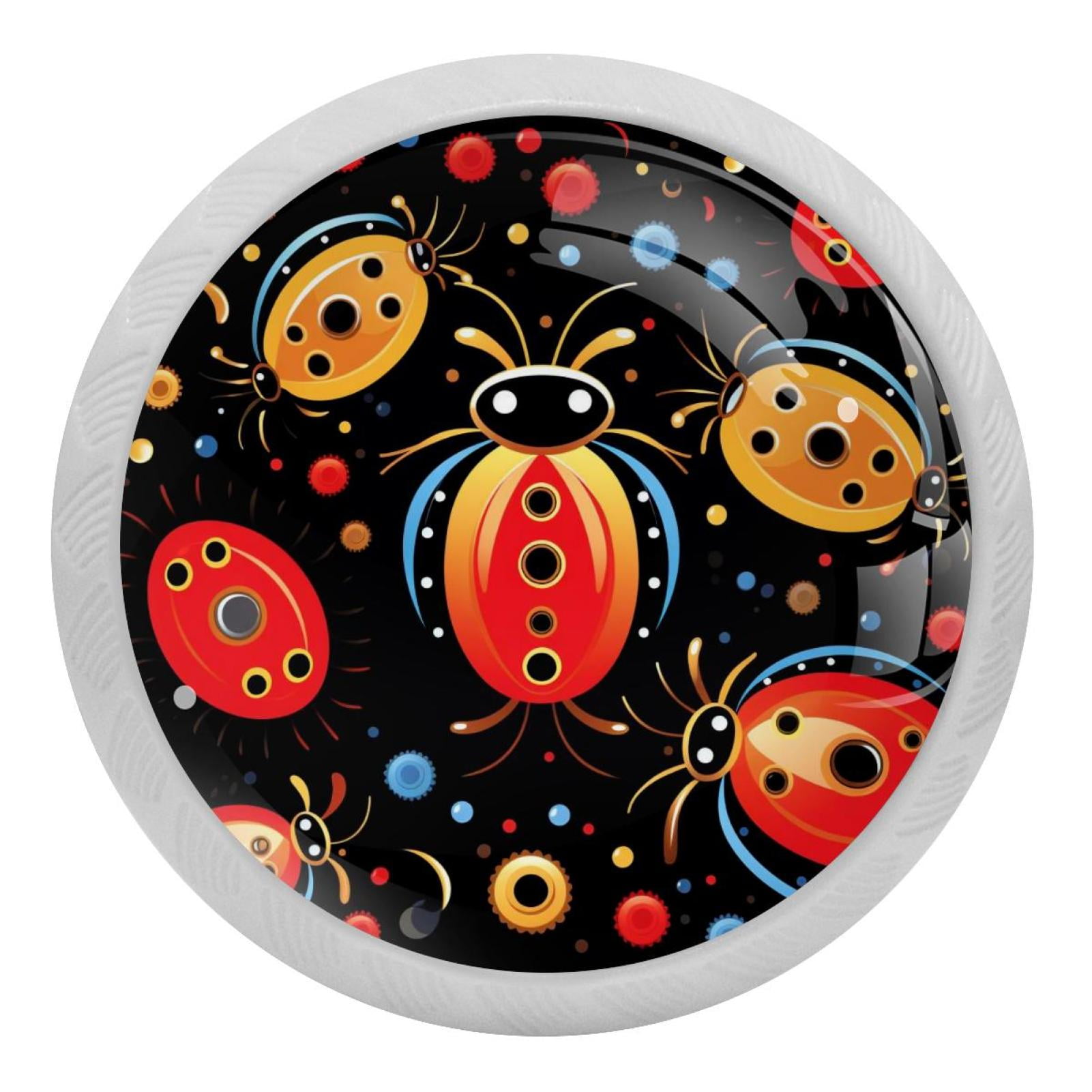 Ladybird Ladybug Coccinella Septempunctata Pattern 4PCS Cabinet Knobs ...
