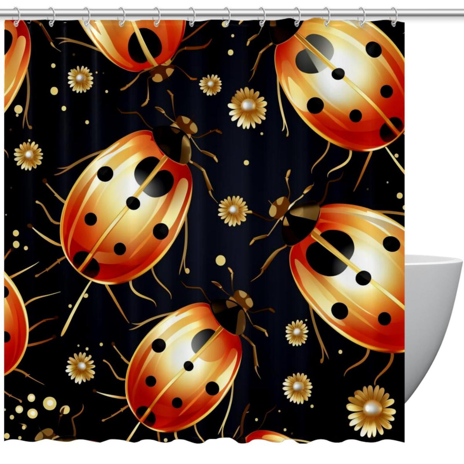 Ladybird Ladybug Coccinella Septempunctata Pattern Waterproof Shower ...