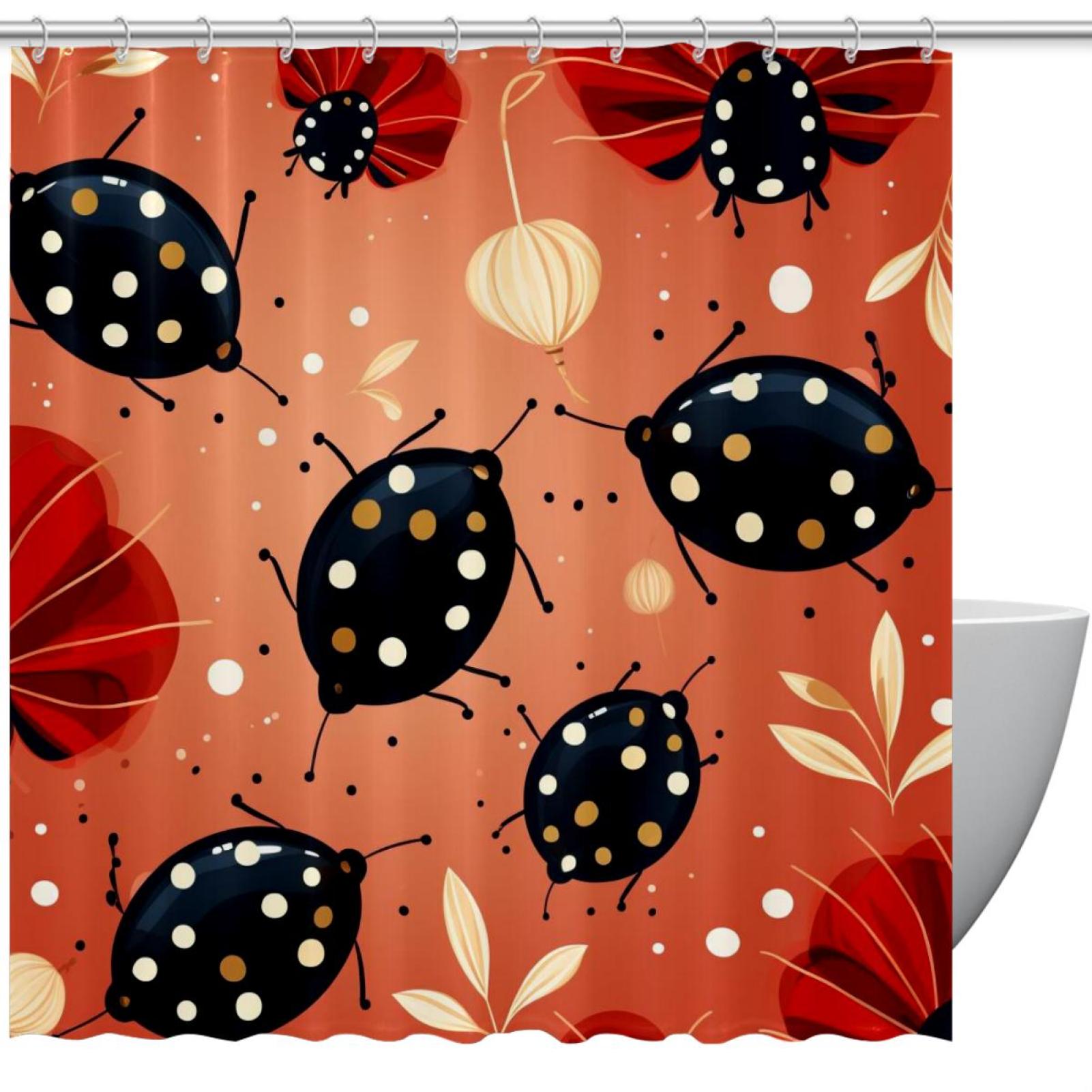 Ladybird Ladybug Coccinella Septempunctata Pattern Waterproof Shower ...