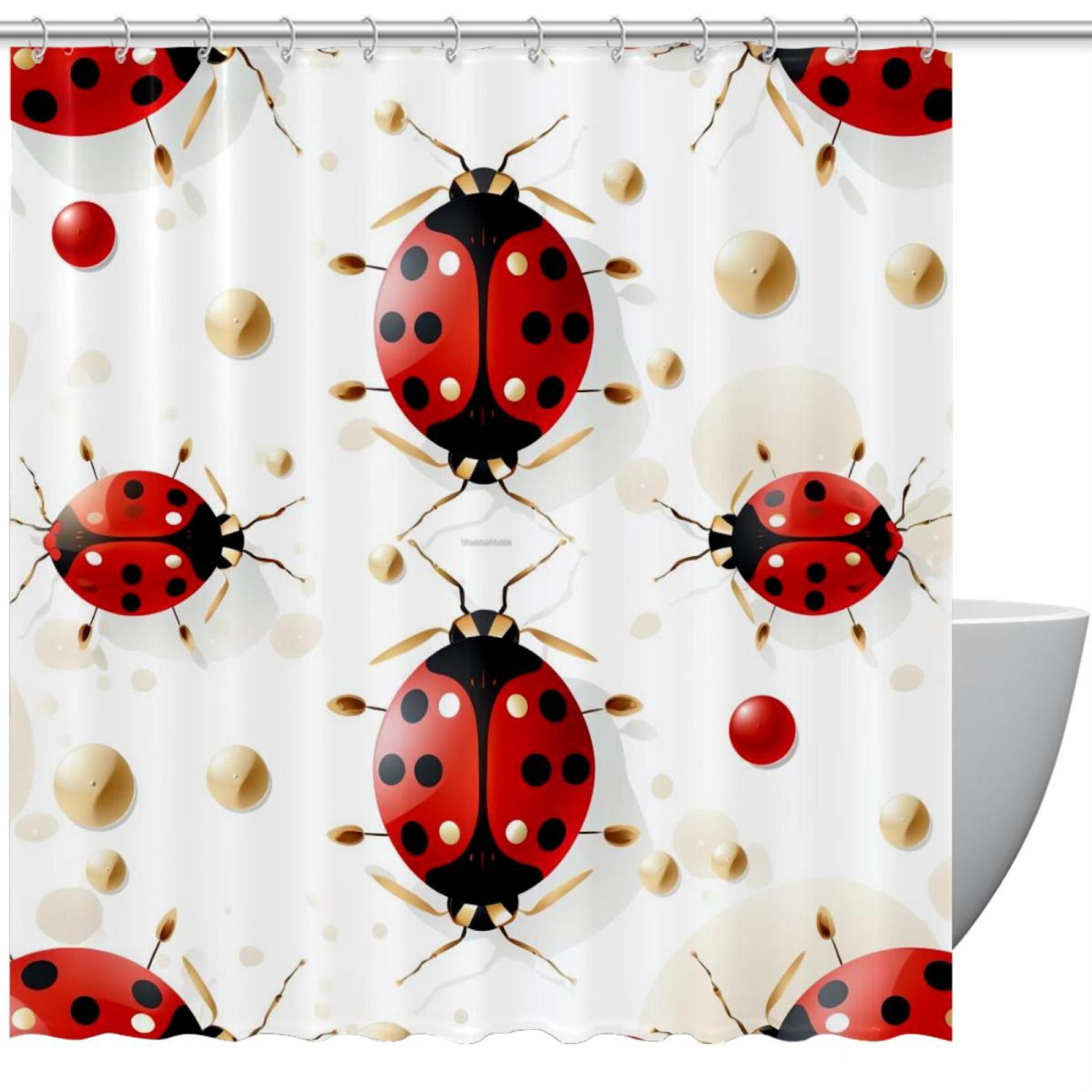 Ladybird Ladybug Coccinella Septempunctata Pattern Waterproof Shower ...