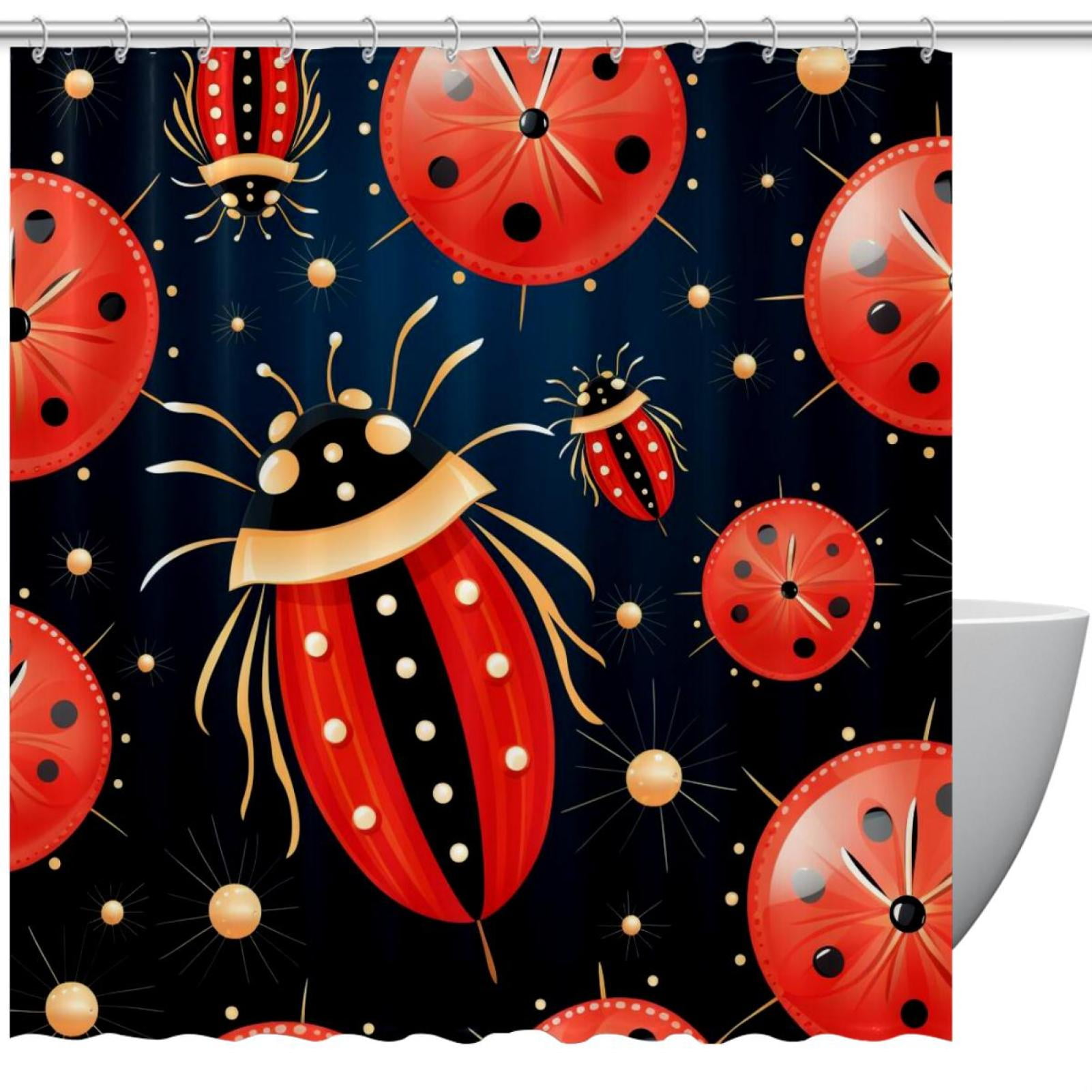 Ladybird Ladybug Coccinella Septempunctata Pattern Waterproof Shower ...