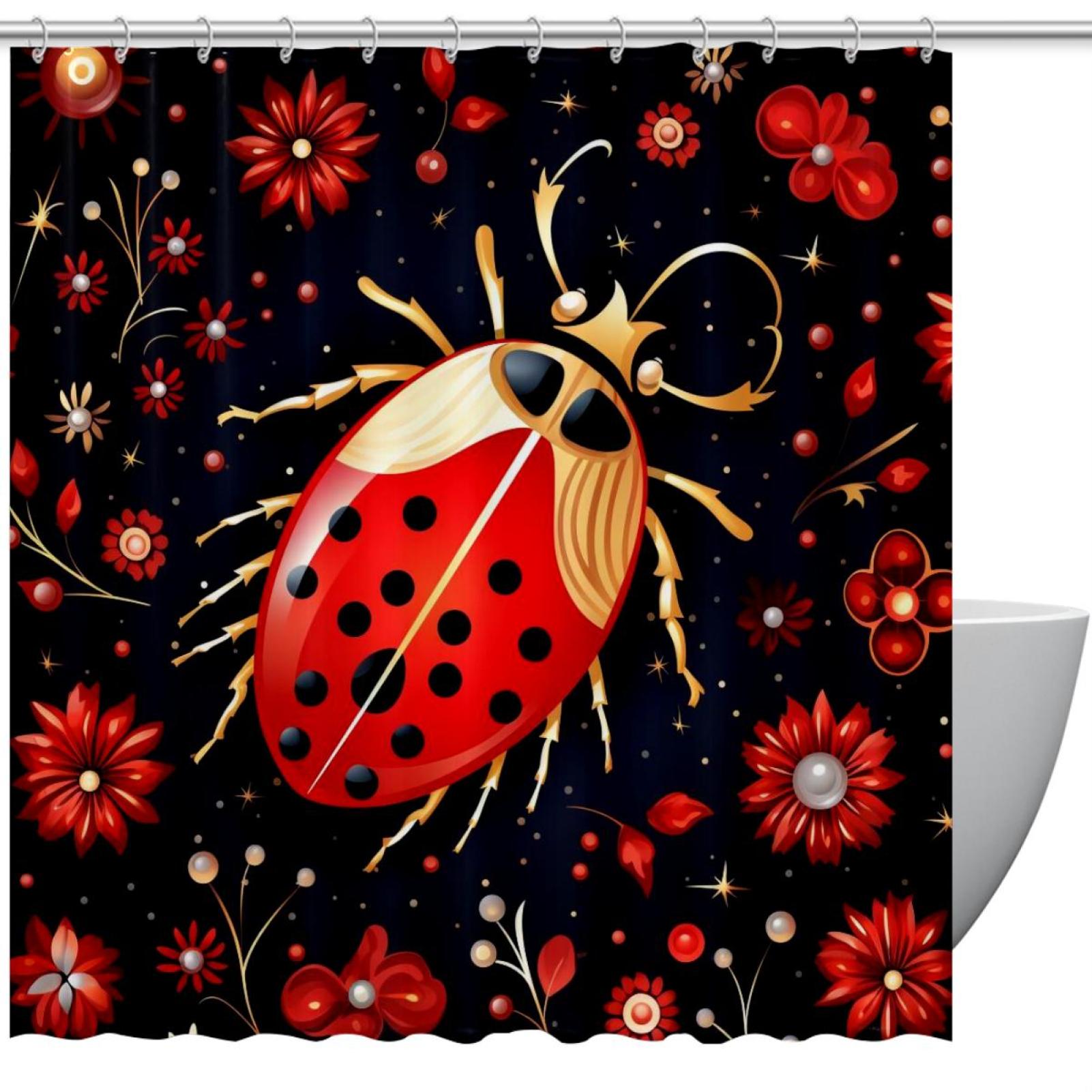 Ladybird Ladybug Coccinella Septempunctata Pattern Waterproof Shower ...