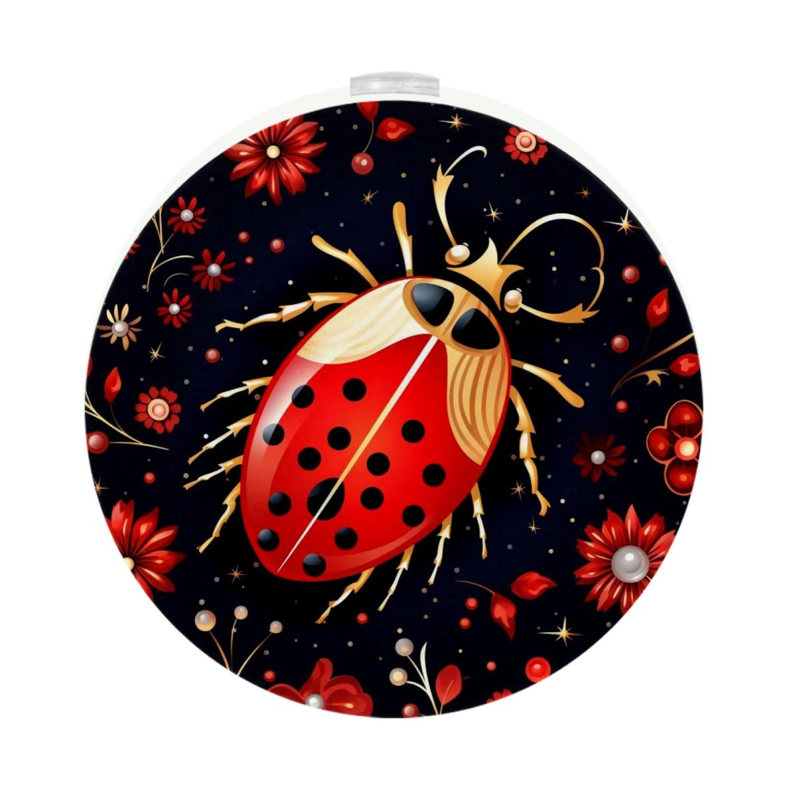 Ladybird Led Round Night Light-2pcs Set, Battery Powered Mini Portable ...
